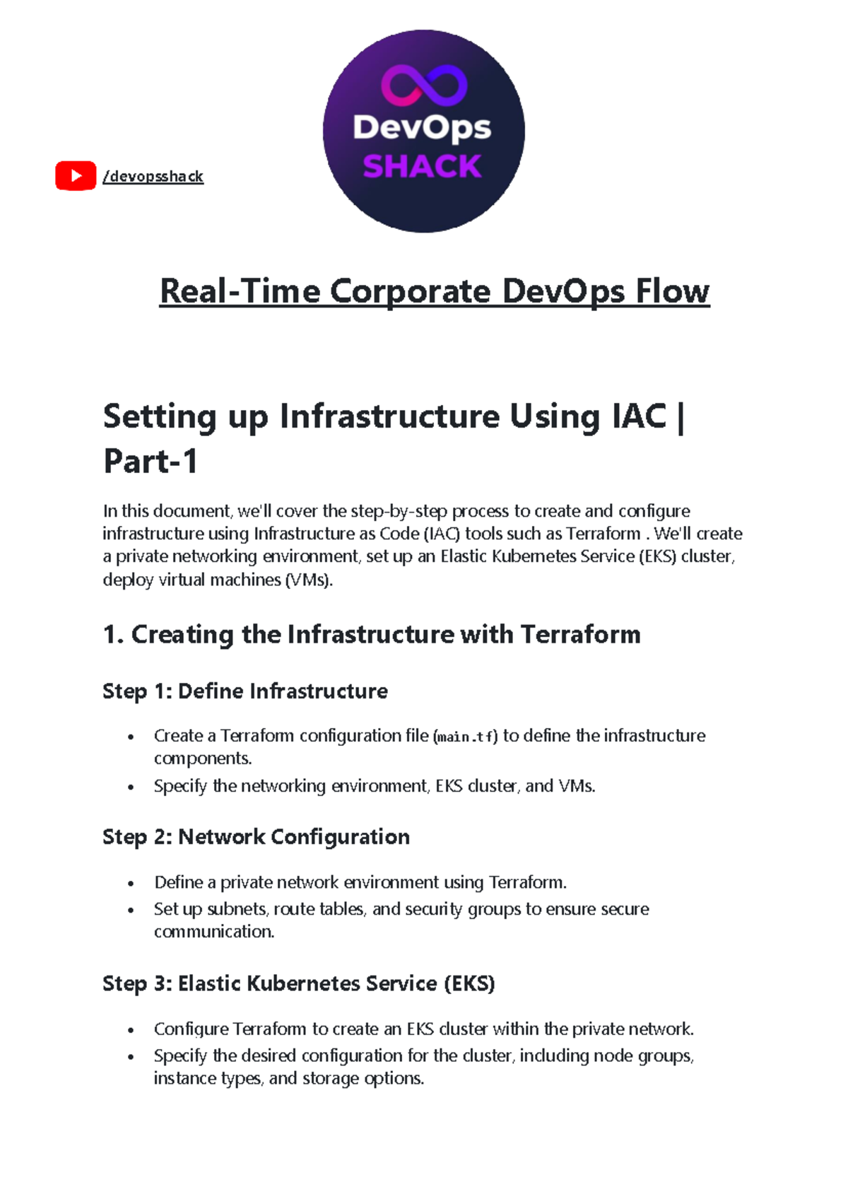 Real-time Corporate Dev Ops Workflow - /devopsshack Real-Time Corporate DevOps Flow Setting up ...