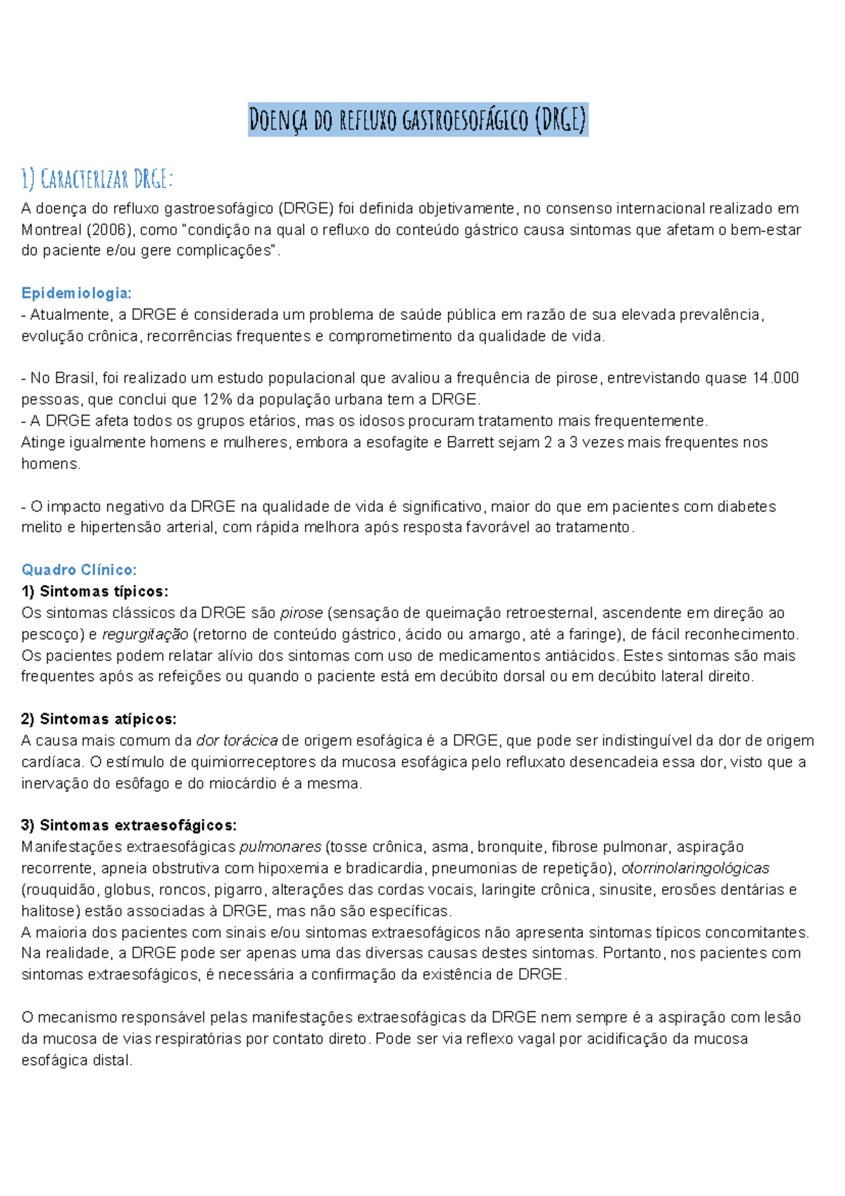 Doença do refluxo gastroesofágico (DRGE) - do refluxo (DRGE) 1 ...