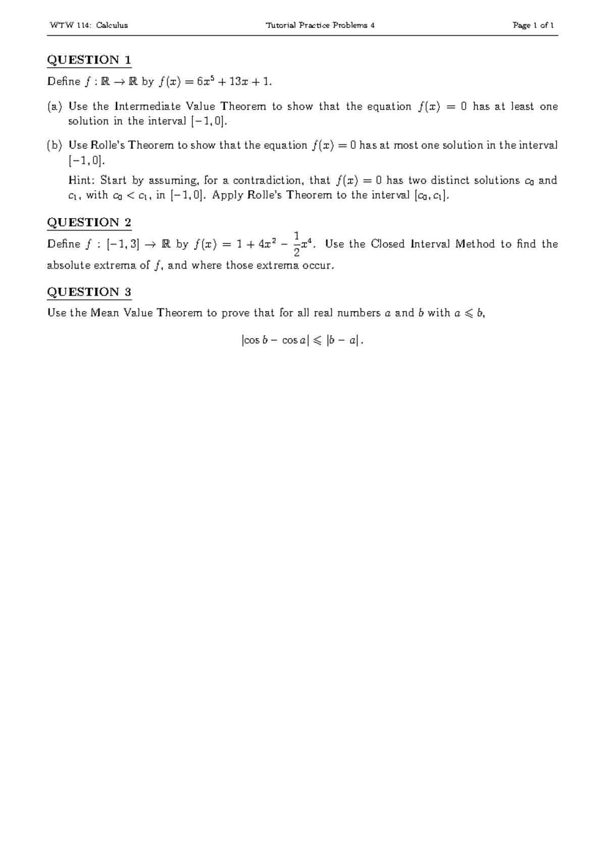 WTW 114 Practice Problems 4 - WTW 114: Calculus Tutorial Practice ...