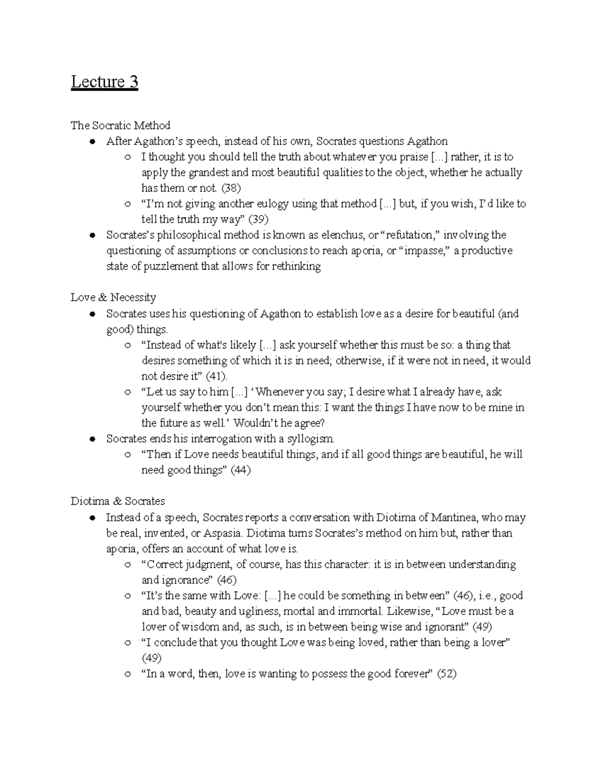 C LIT50 - Lecture 3 - Lecture 3 The Socratic Method After Agathon’s ...