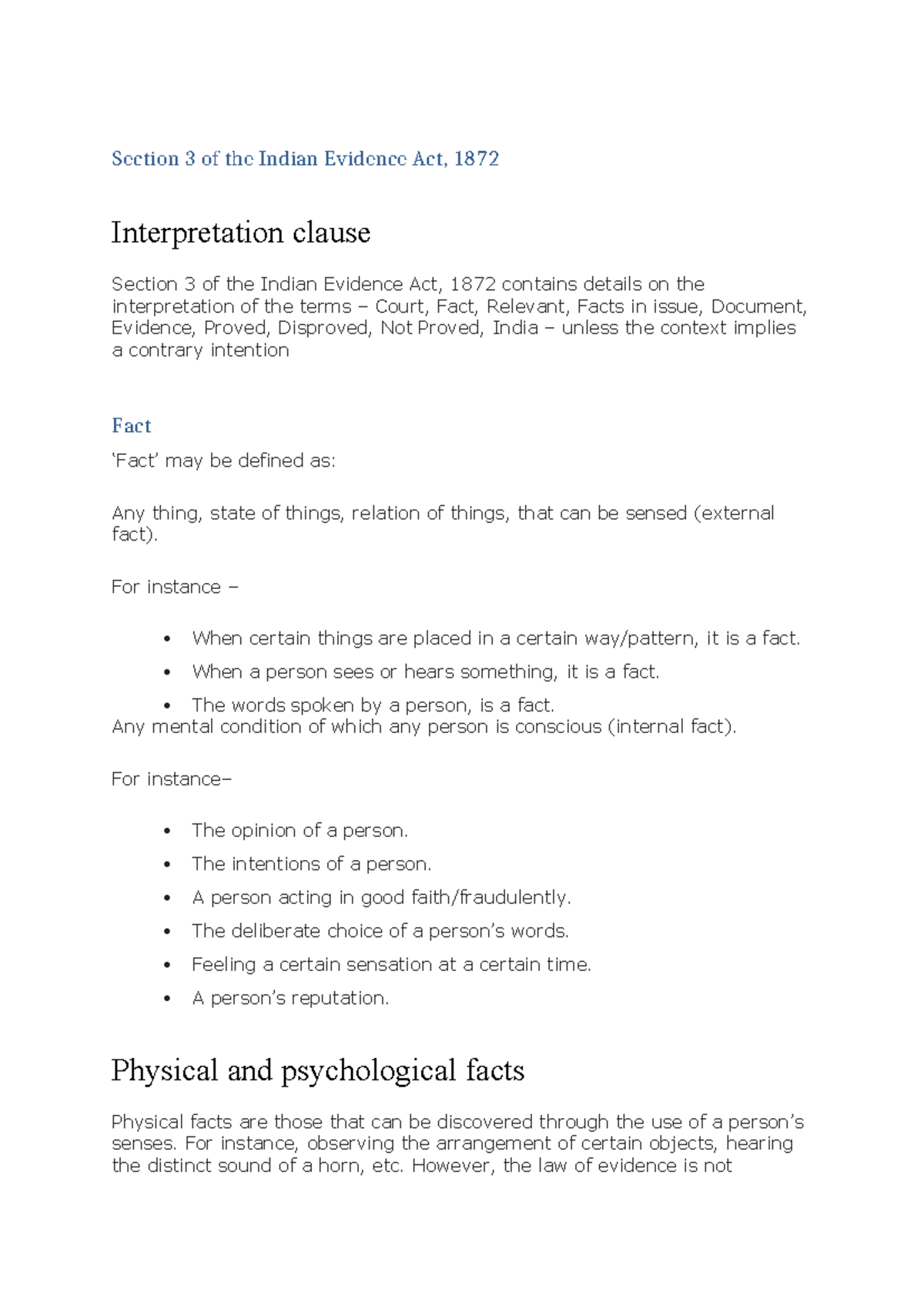 Facts in issue & relevant facts - Section 3 of the Indian Evidence Act ...