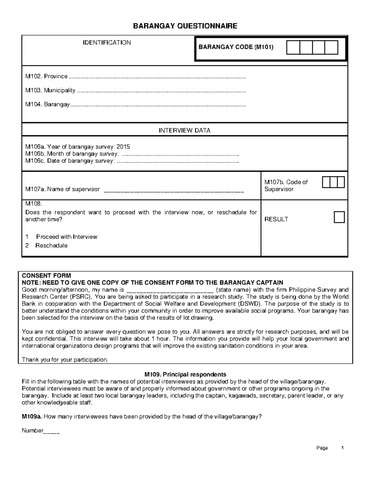 Philippines baseline community qq v13 - BARANGAY QUESTIONNAIRE ...