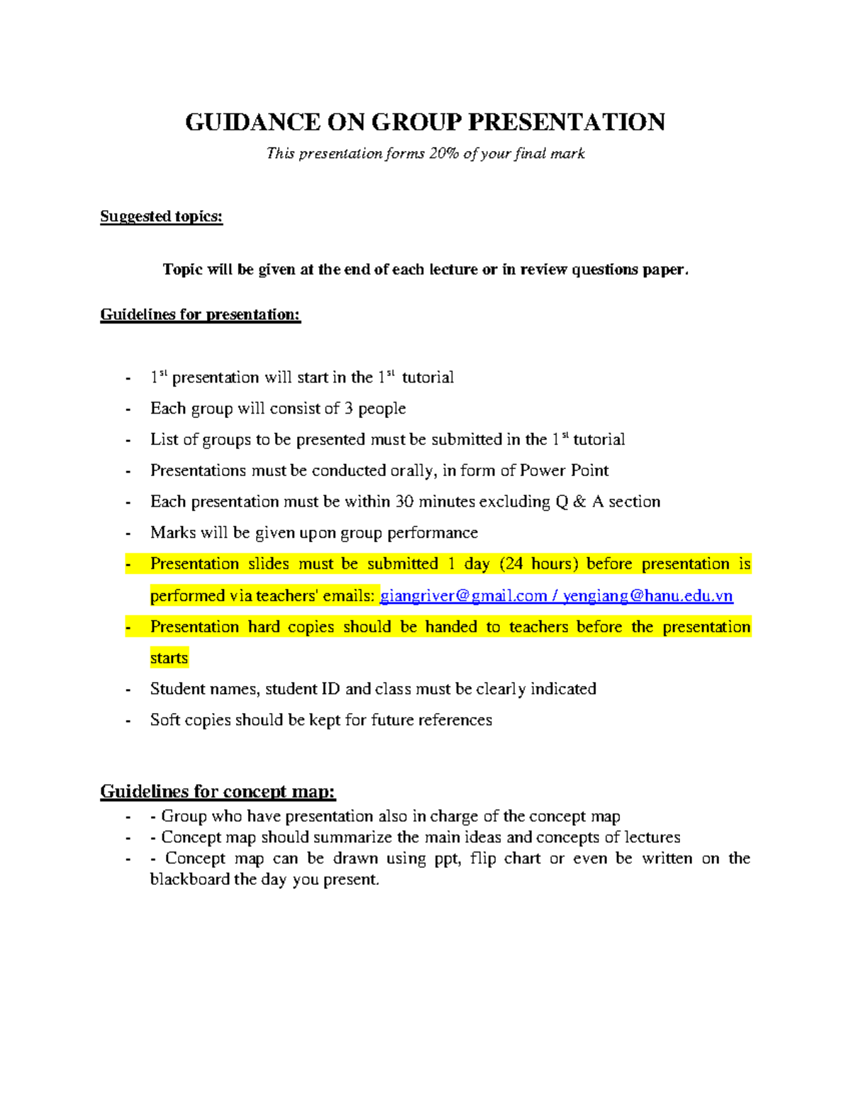 Guidance ON Group Presentation - GUIDANCE ON GROUP PRESENTATION This ...