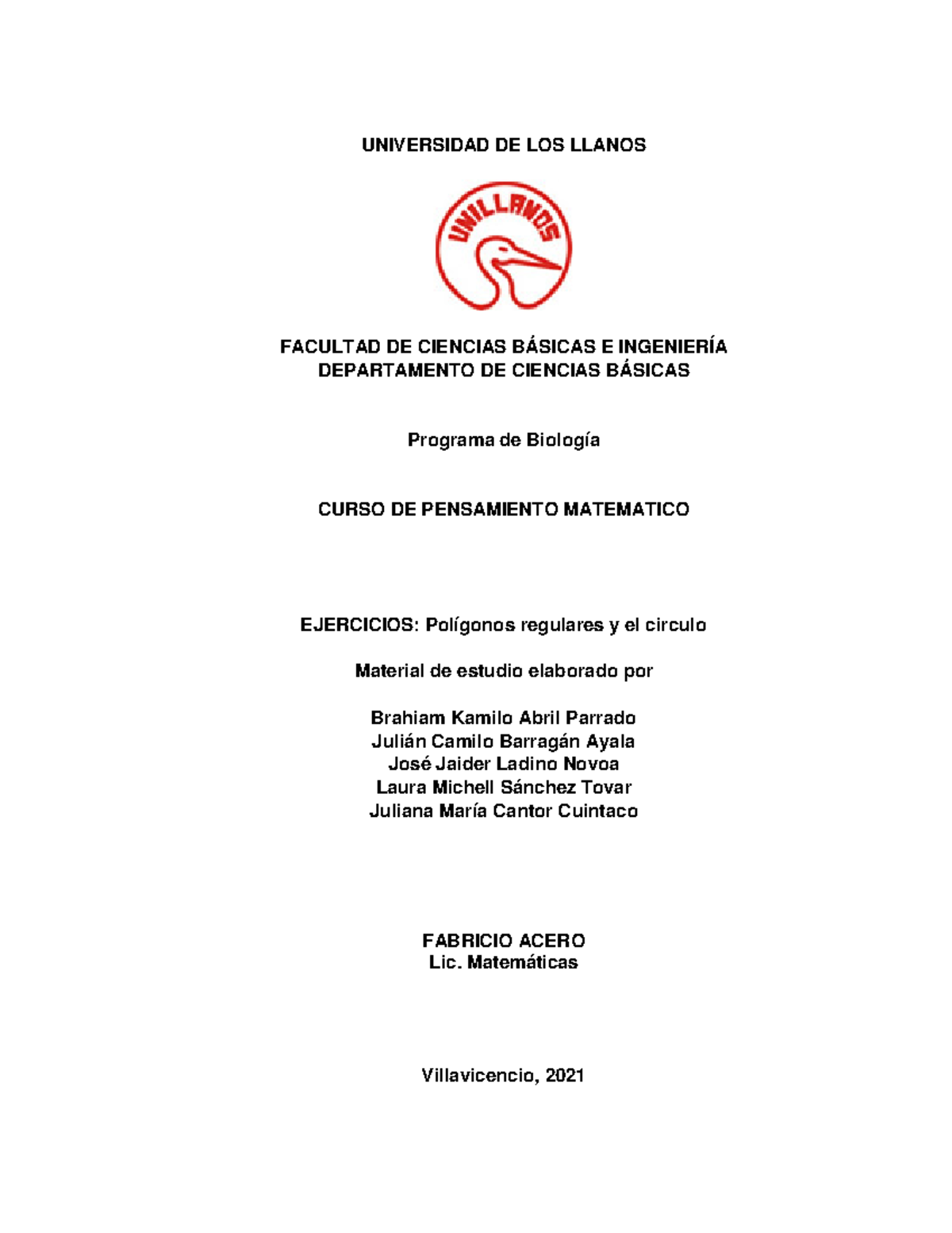 guias y trabajos - UNIVERSIDAD DE LOS LLANOS FACULTAD DE CIENCIAS BÁSICAS E INGENIERÍA ...