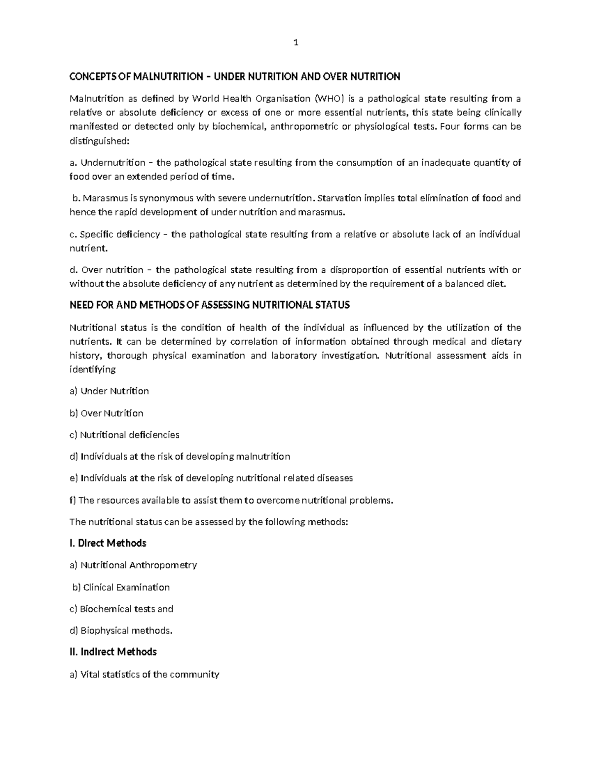 Concepts OF Malnutrition - CONCEPTS OF MALNUTRITION – UNDER NUTRITION ...