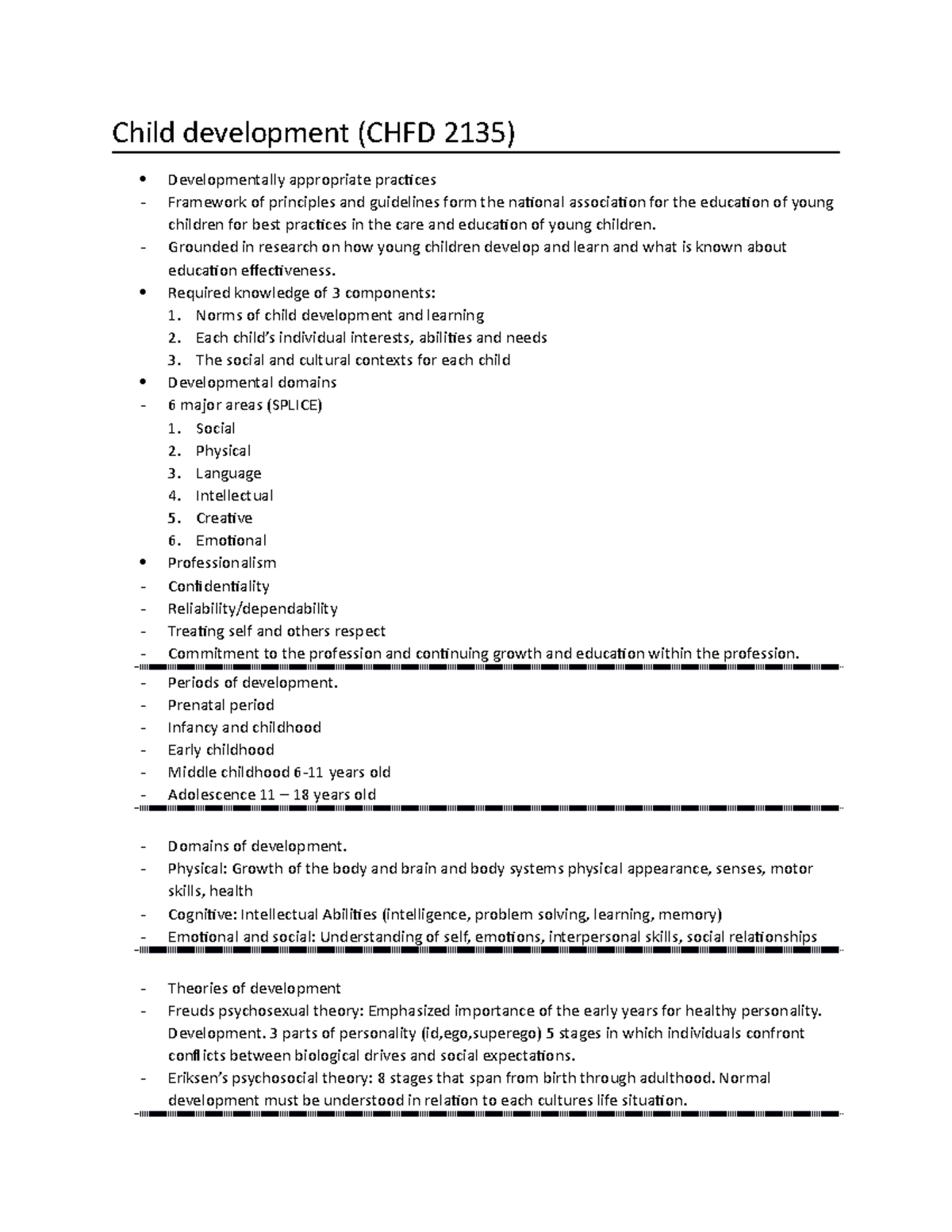 Child development notes - Child development (CHFD 2135 ...