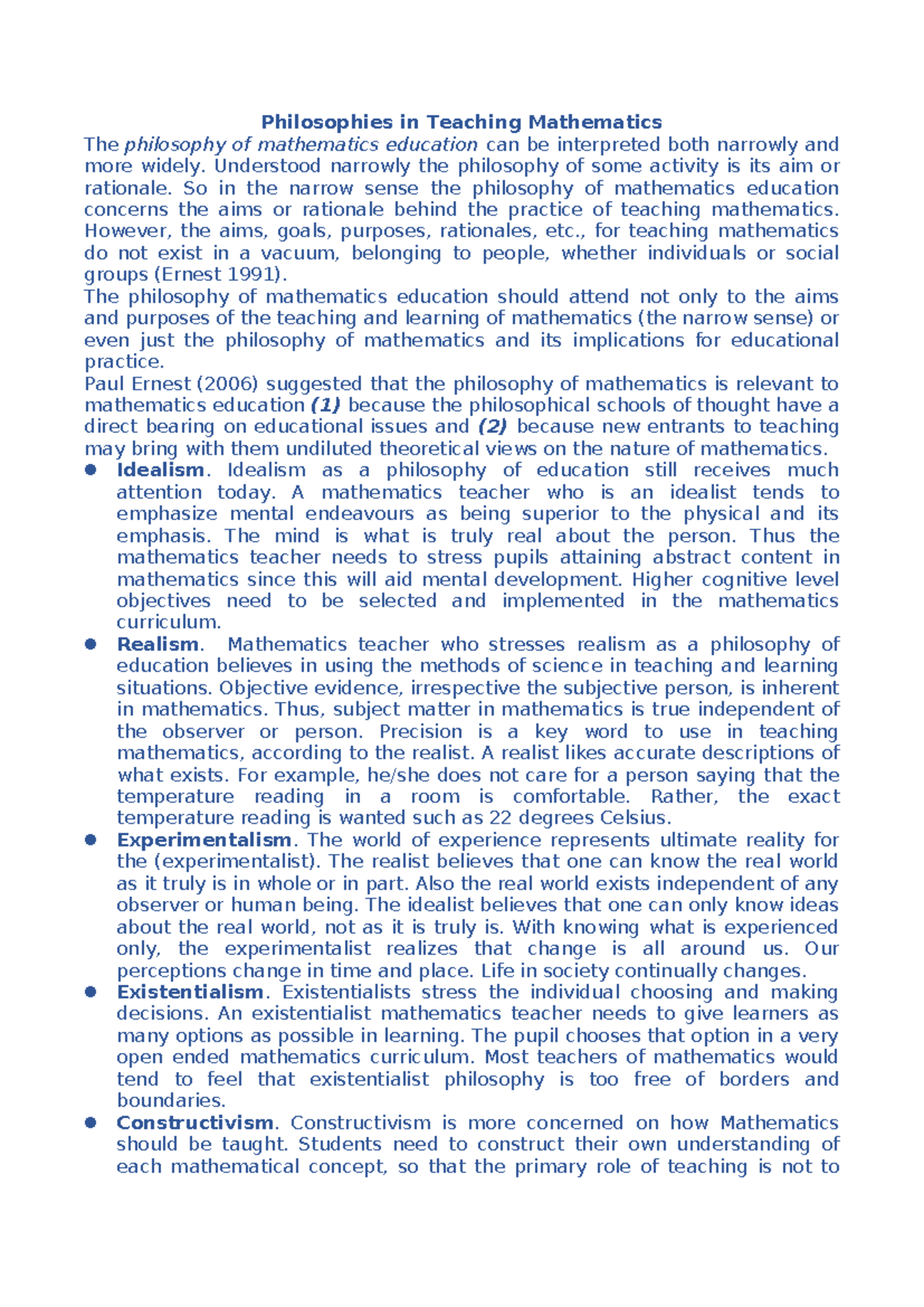 Principles - notes only - Philosophies in Teaching Mathematics The ...