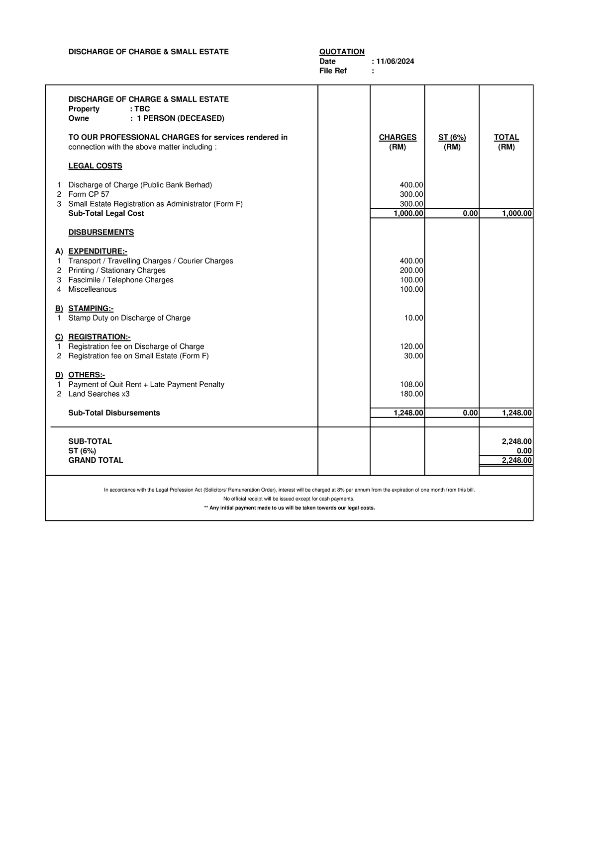Discharge of Charge and Form F - DISCHARGE OF CHARGE & SMALL ESTATE ...