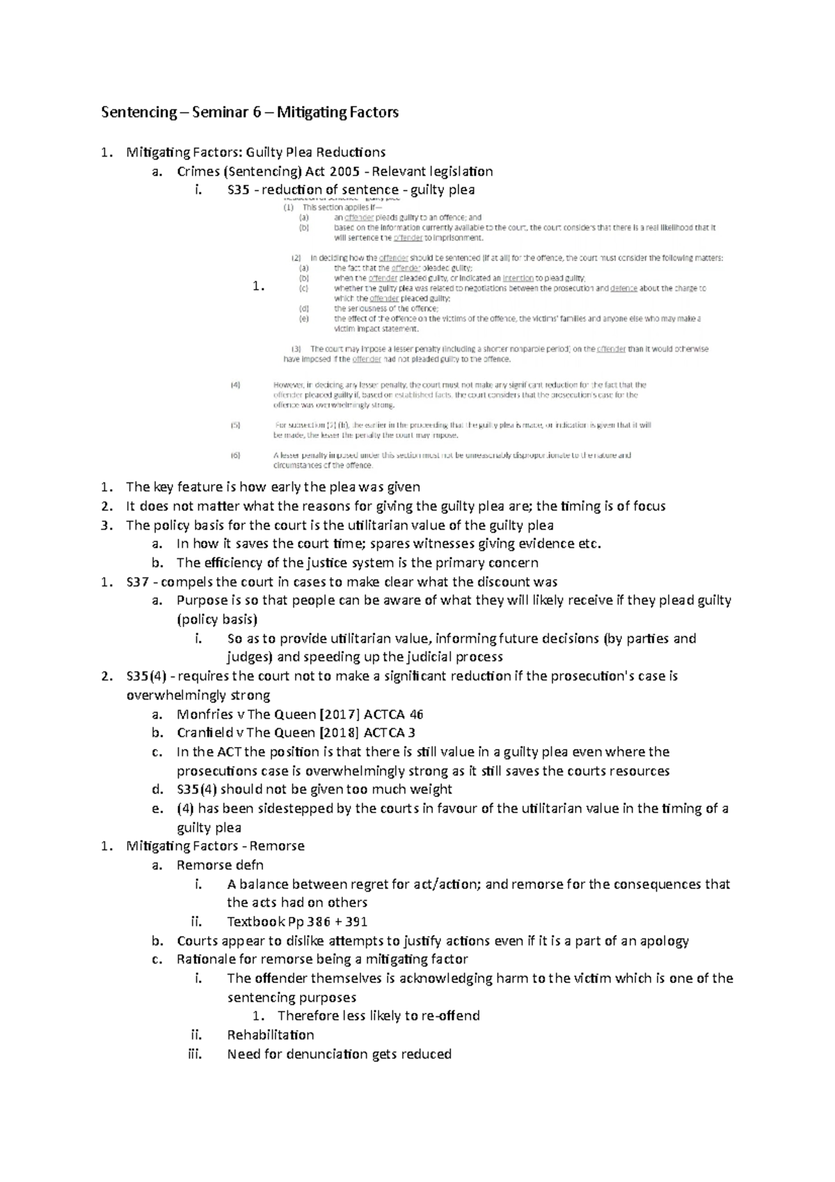 Sentencing – Seminar 6 – Mitigating Factors - Sentencing – Seminar 6 ...