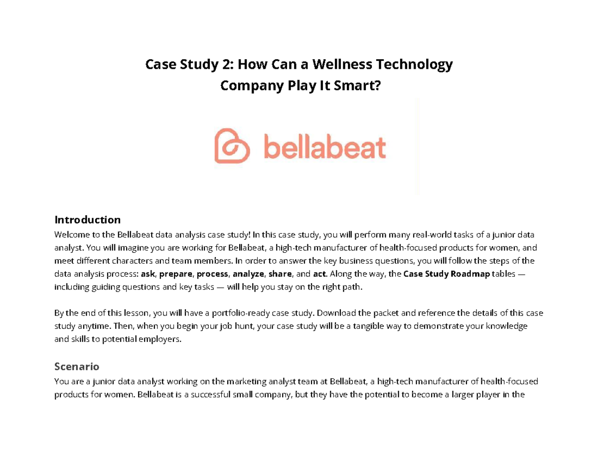 Case Study 2 How can a wellness technology company play it smart - Case Study 2: How Can a ...