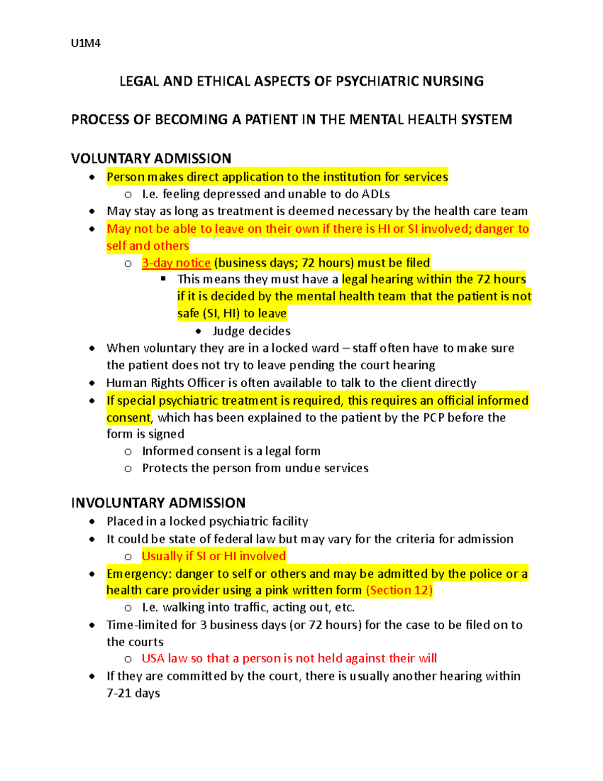 LEGAL AND ETHICAL ASPECTS OF PSYCHIATRIC NURSING PROCESS OF BECOMING A ...
