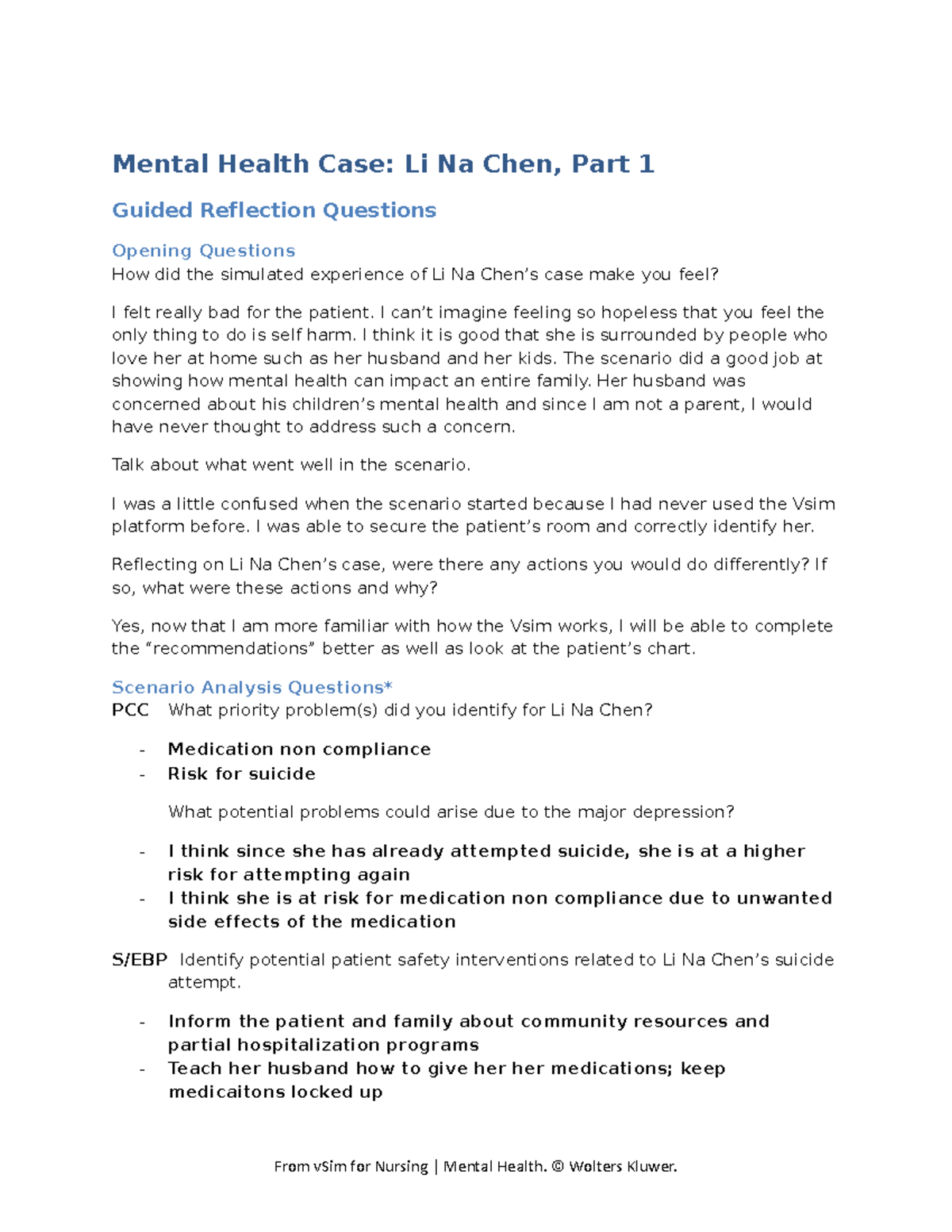 Vsimli Na Chen Part 1 - li na - Mental Health Case: Li Na Chen, Part 1 ...