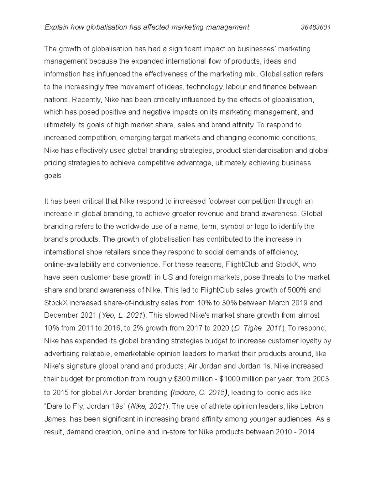 Business Studies Essay - The growth of globalisation has had a ...