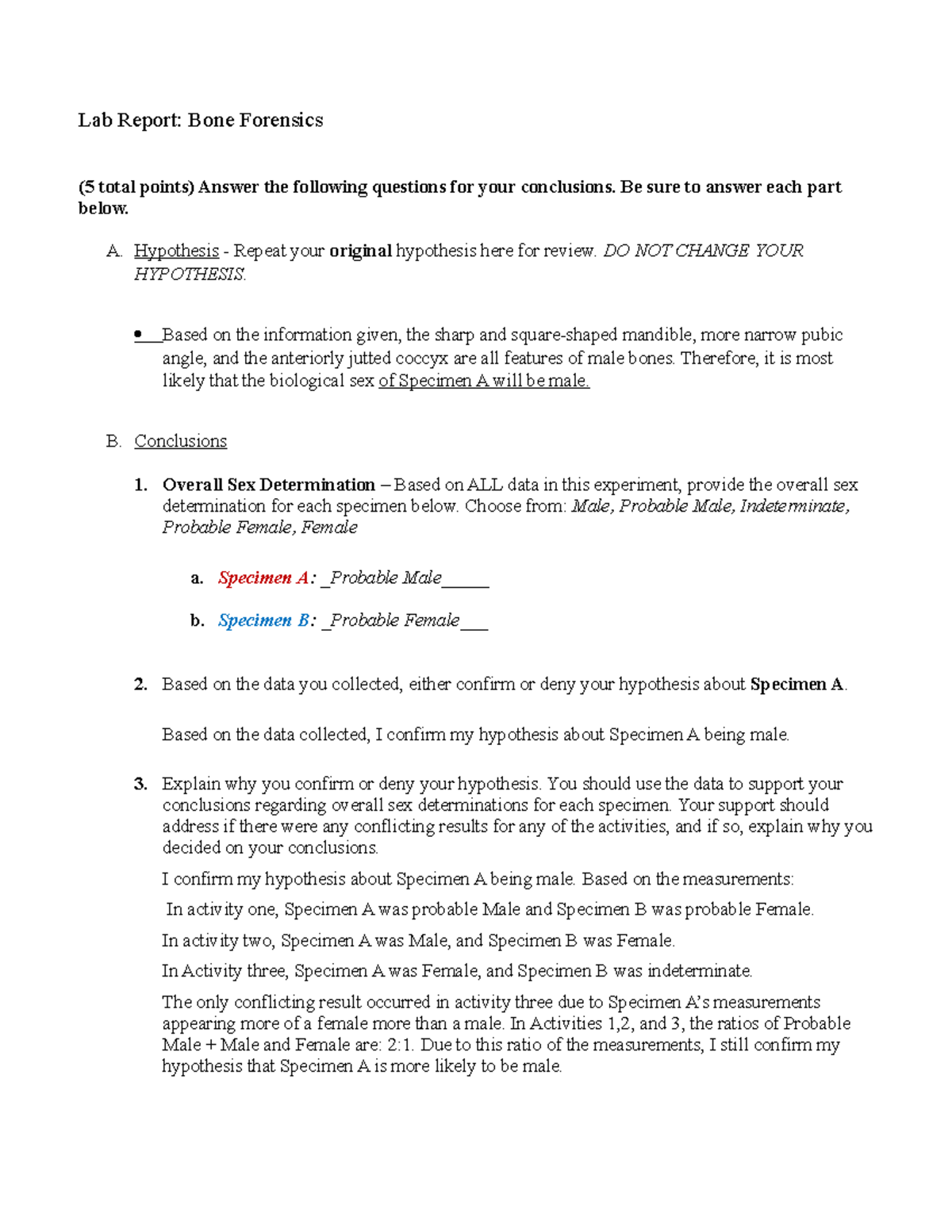 Forensics Conclusions Report submission - Lab Report: Bone Forensics (5 ...