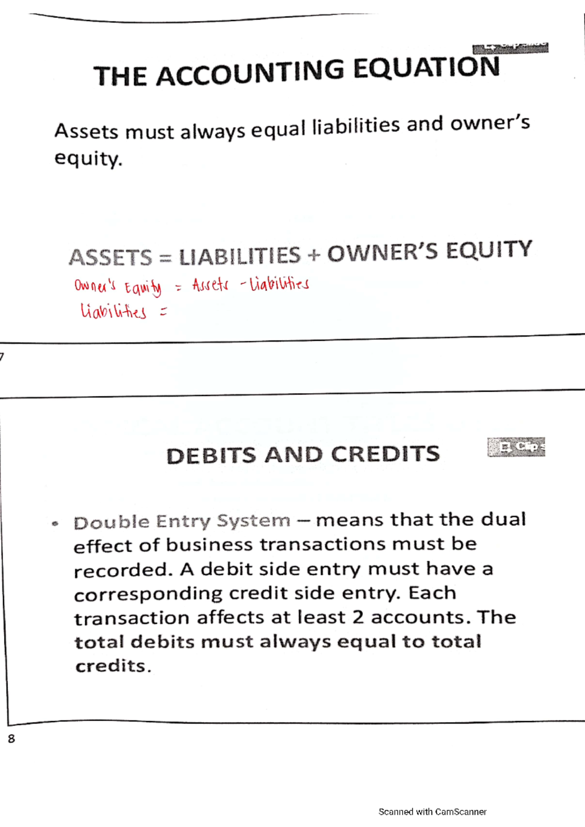Accounting equation - samples are provided in this note - Studocu