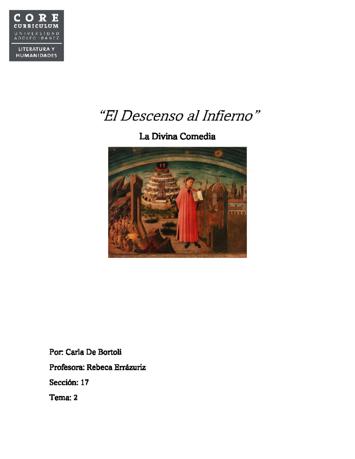 El Descenso al Infierno Ensayo - “El Descenso al Infierno” La Divina ...