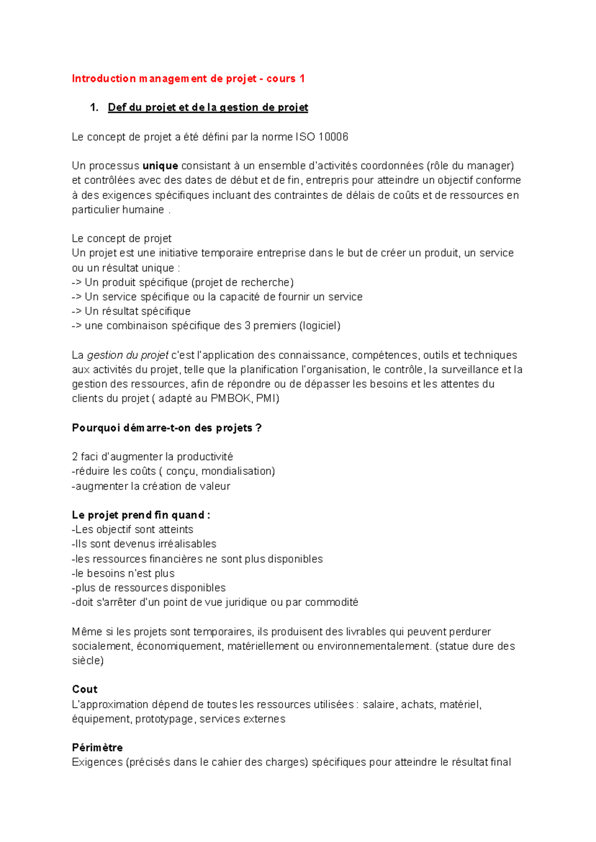 CHAP1 management de projet - Introduction management de projet - cours ...