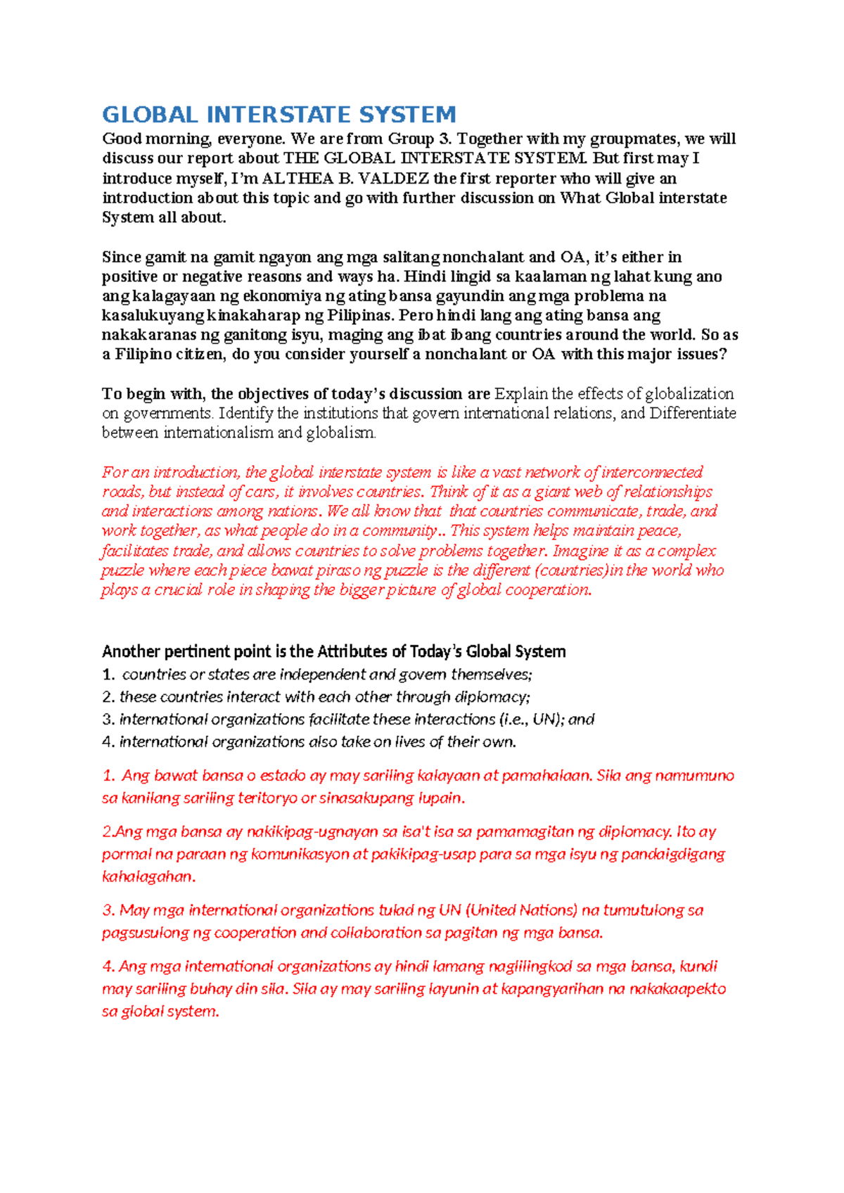 Explanation - GLOBAL INTERSTATE SYSTEM Good morning, everyone. We are ...