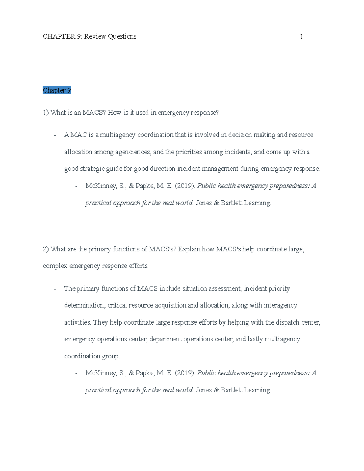 CH. 9 review questions - Chapter 9 What is an MACS? How is it used in ...