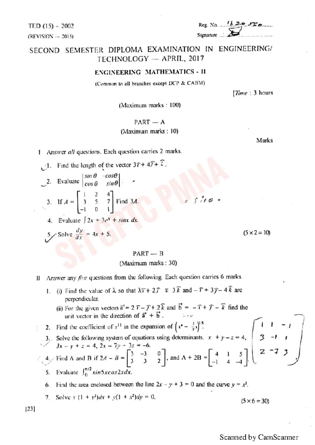 ENGINEERING MATHMATICS 2 2017 - EEE Mechanical Engineering - Scanned by ...
