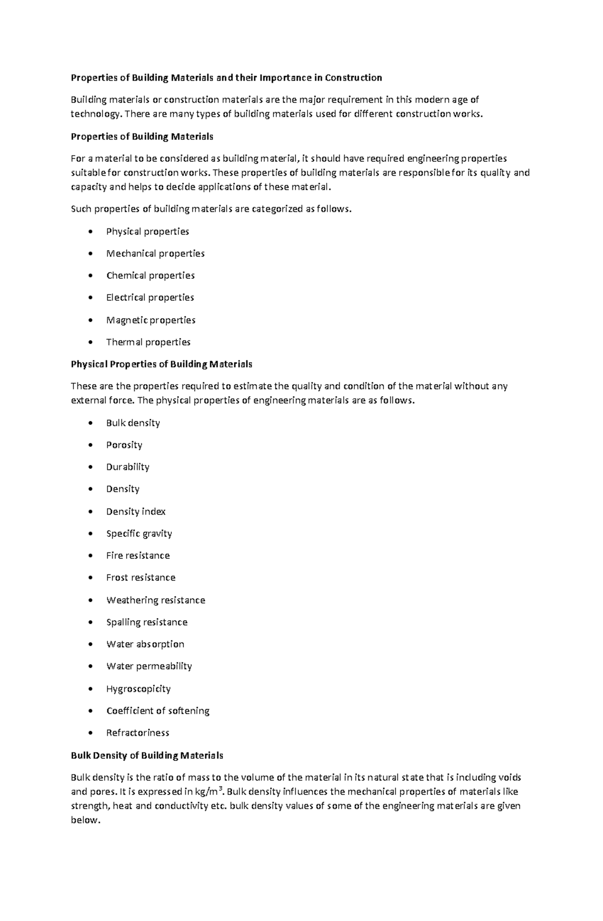 Properties of Building Materials and their Importance in Construction ...