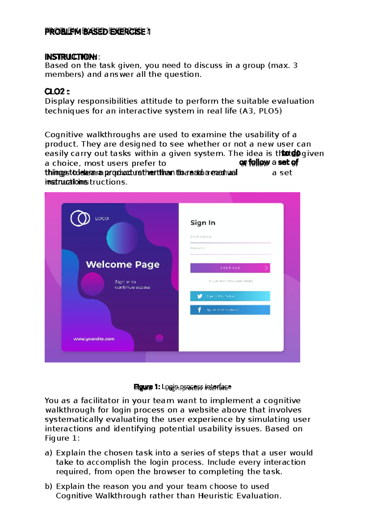 PBE1 Incomplete - do or follow of Figure Login process interface ...