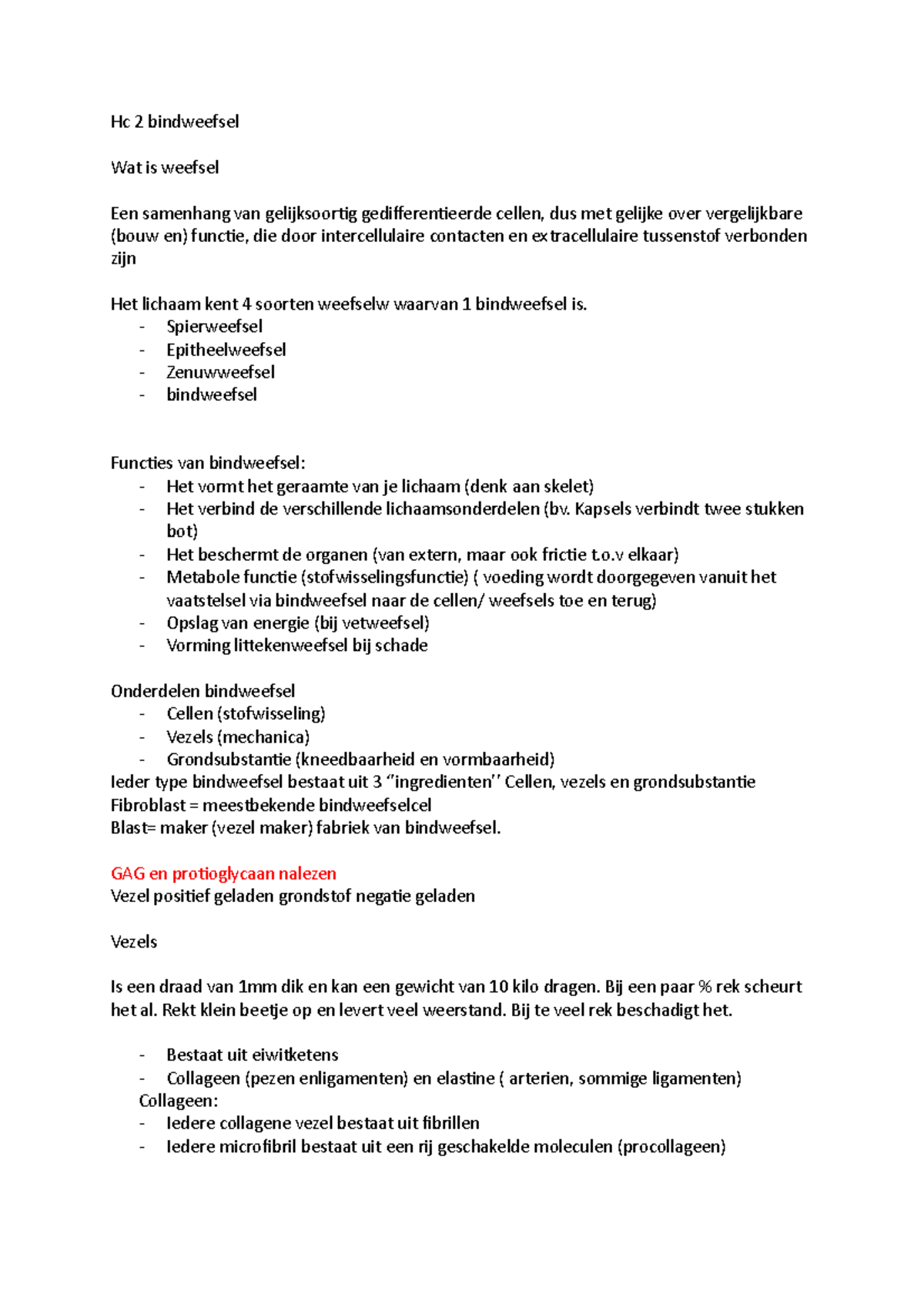 Hc 2 bindweefsel - Hc 2 bindweefsel Wat is weefsel Een samenhang van ...