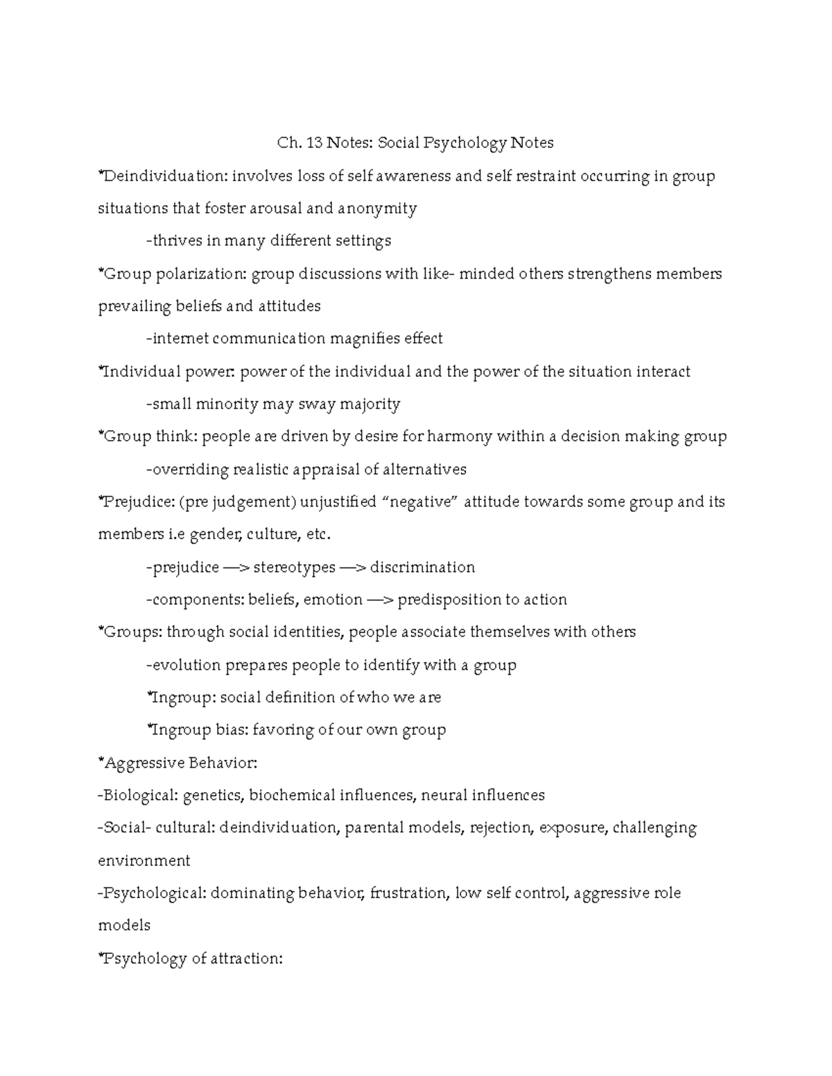 Class Notes Nov 17 Ch 13 Notes Social Psychology Notes Involves