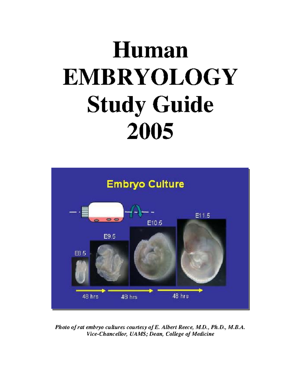 Embryology Study Guide 9262005 final - Human EMBRYOLOGY Study Guide ...