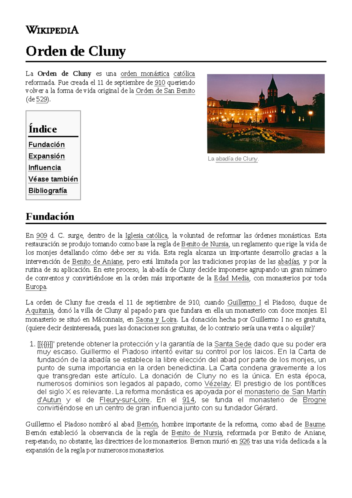 Orden de Cluny - RESUMEN - La abadía de Cluny. Orden de Cluny La Orden de Cluny es una orden ...