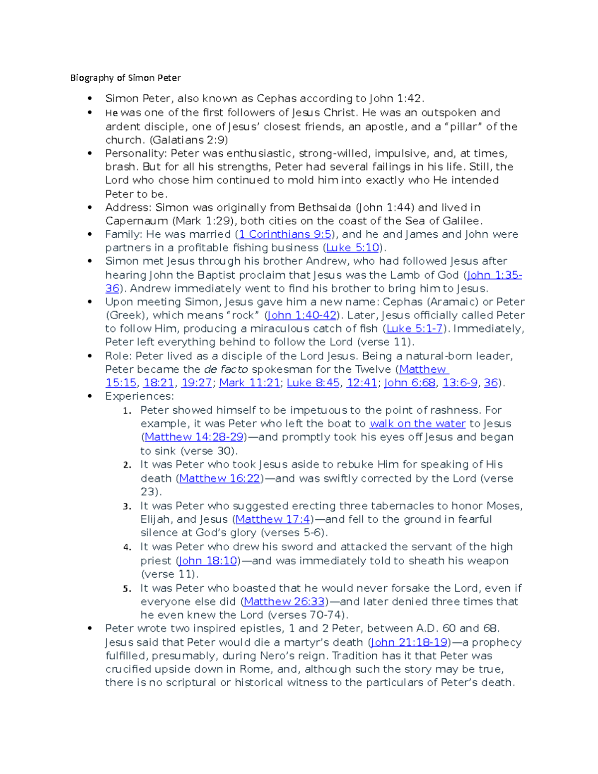 Biography of Simon Peter - He was one of the first followers of Jesus ...