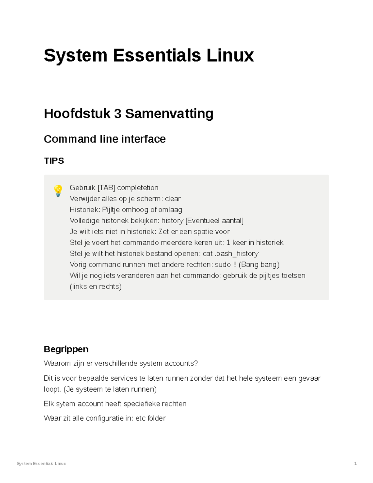 Lesnotities System Essentials Linux V1 - System Essentials Linux 1 ...