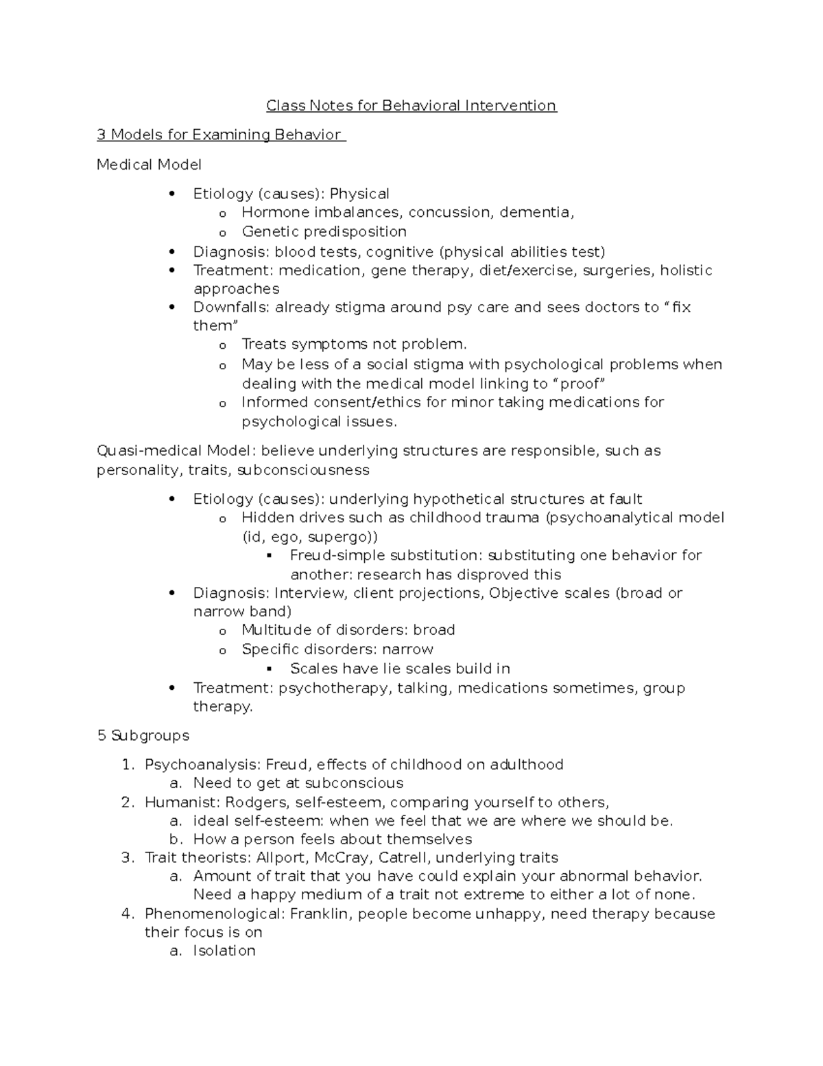 Class Notes for Behavioral Intervention - o May be less of a social ...