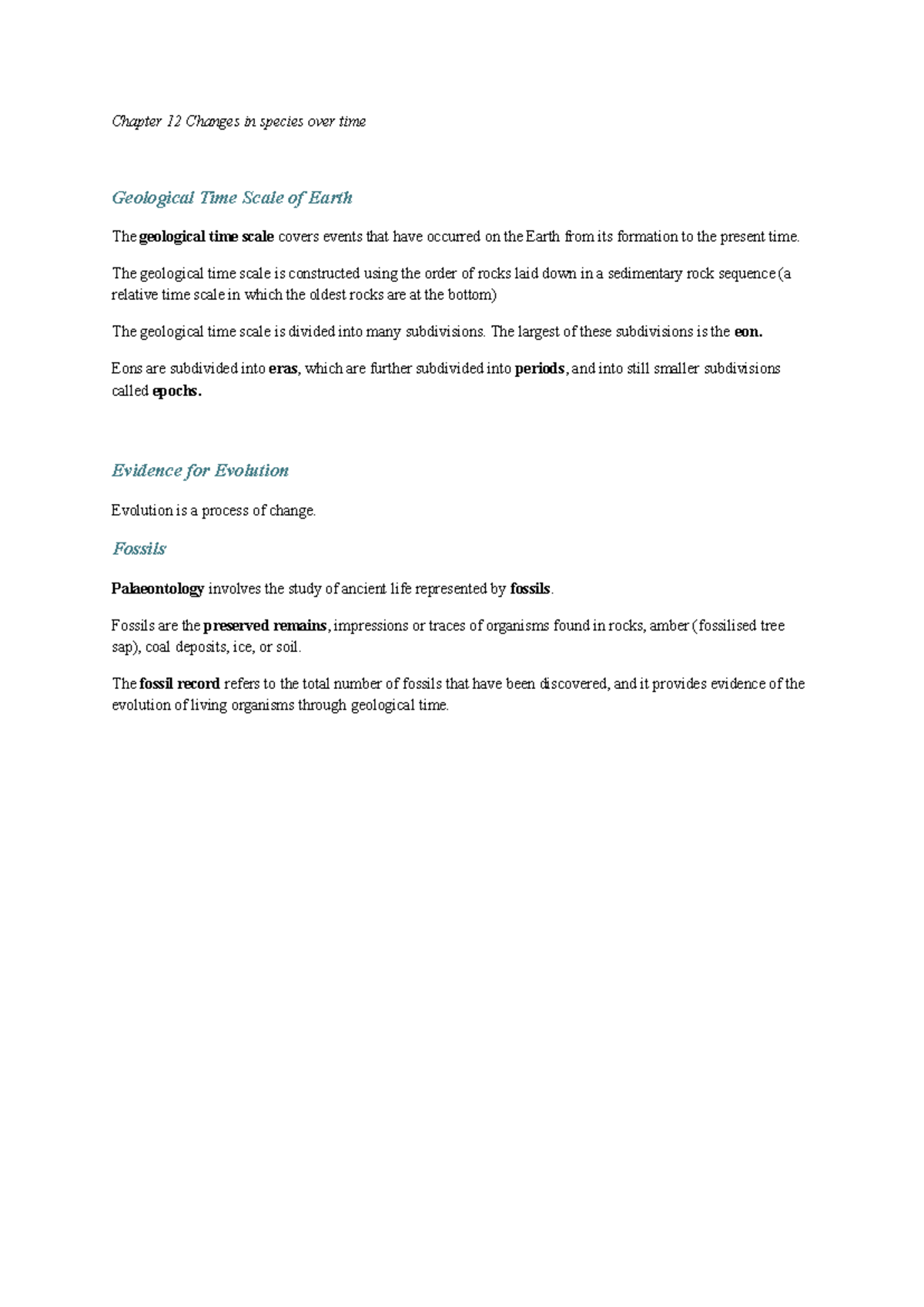 Chapter 12 Changes in species over time - The geological time scale is ...