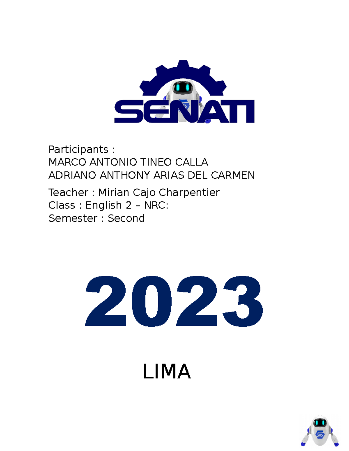 Nice to meet you - Senati, segundo ciclo, - Participants : MARCO ...