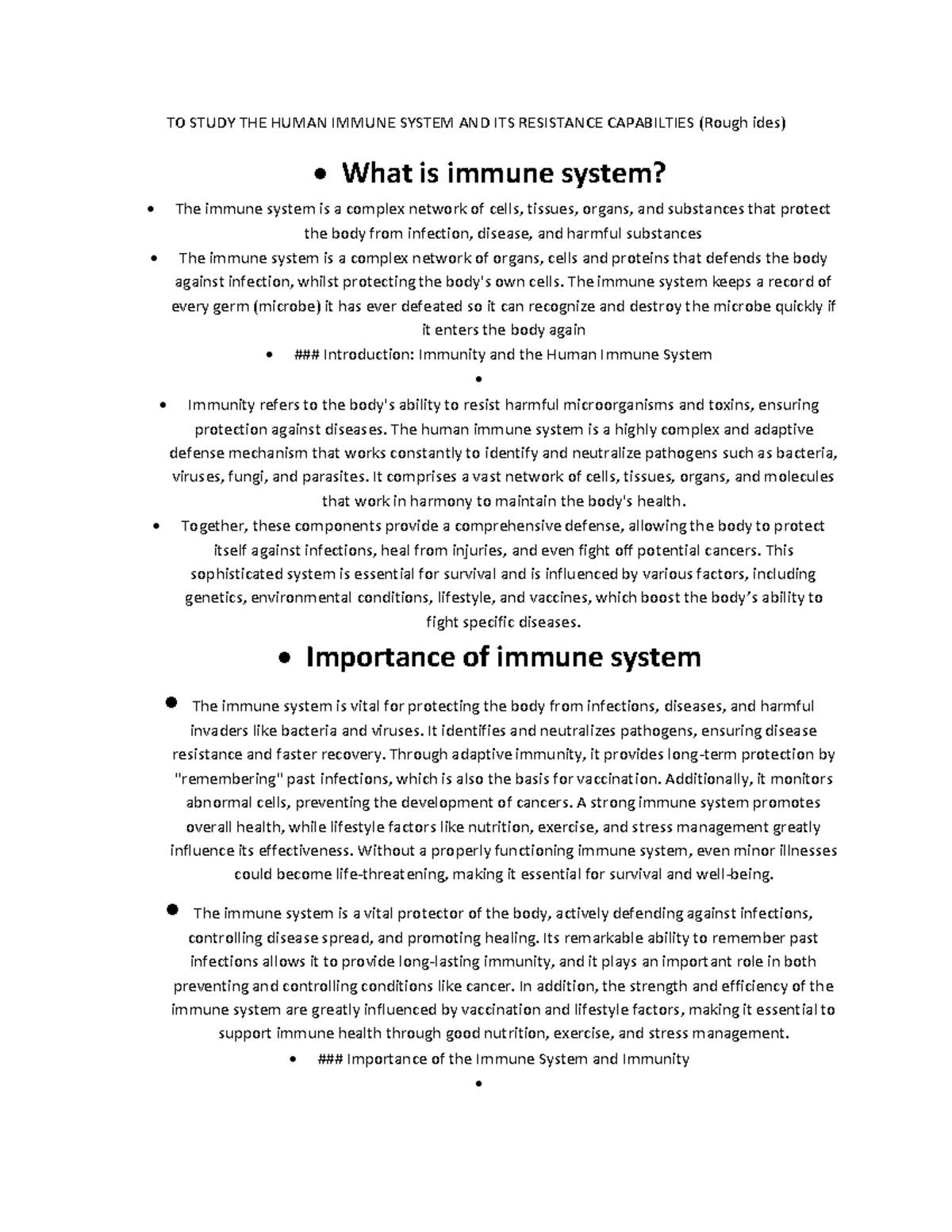 TO Study THE Human Immune System AND ITS Resistance Capabilties - TO ...