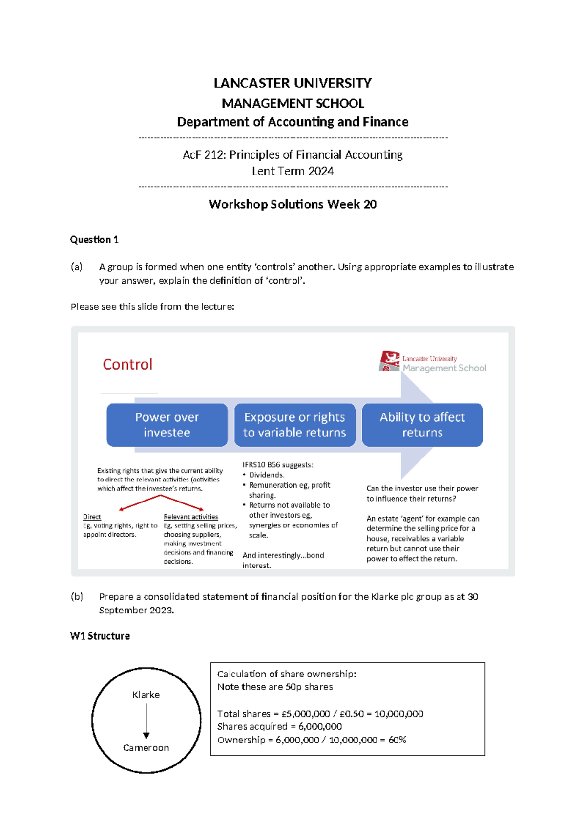 212 week10 workshop solution - LANCASTER UNIVERSITY MANAGEMENT SCHOOL ...