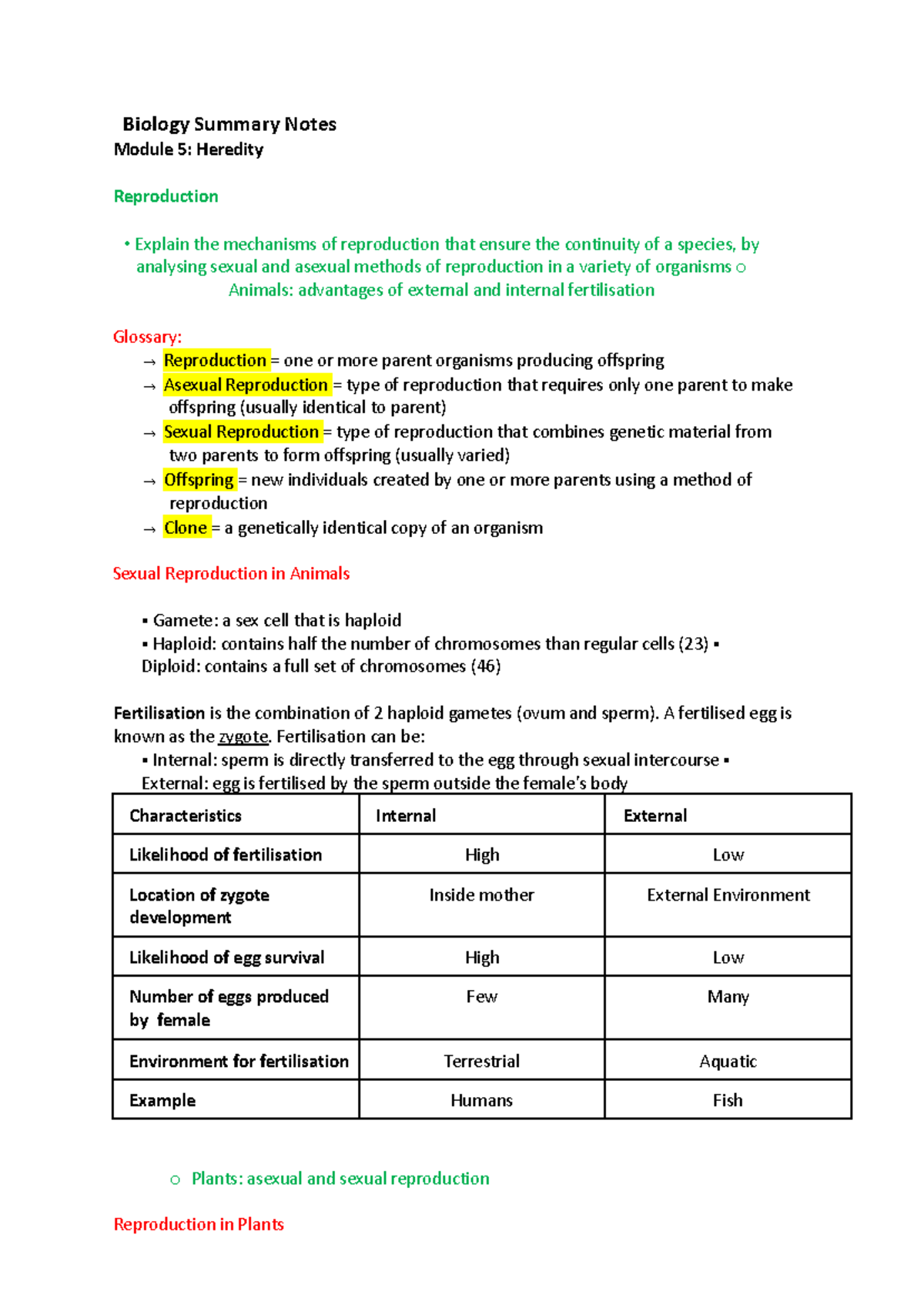 Module 5 Biology Summary - Biology Summary Notes Module 5: Heredity ...
