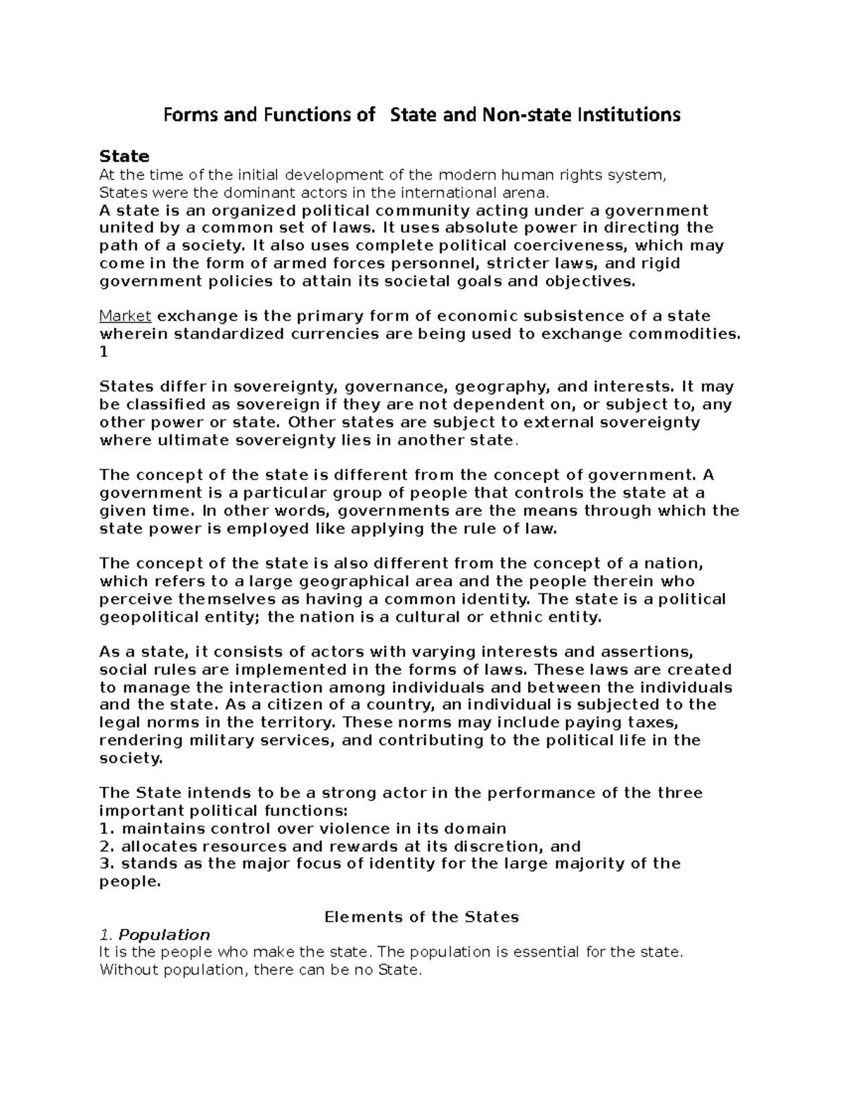 Module UCSP 20k3 - Forms and Functions of State and Non-state ...