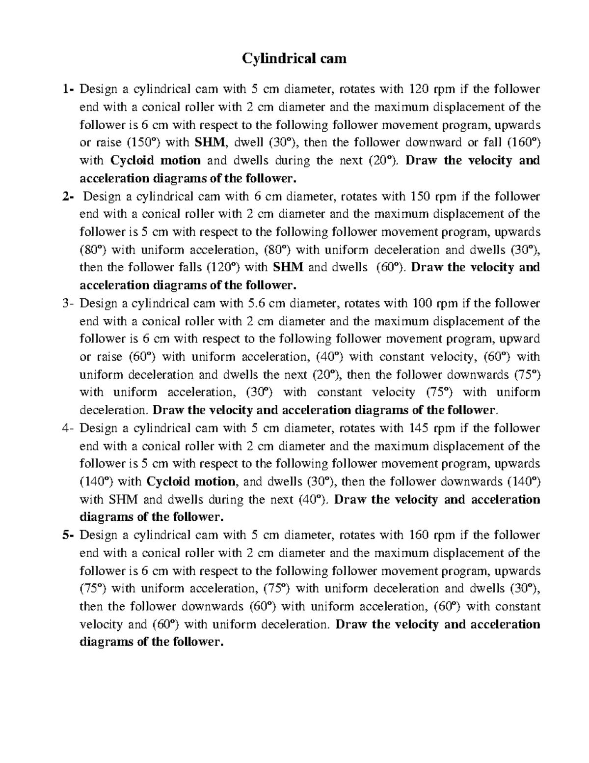 Cylindrical cam - proplems - Cylindrical cam 1 - Design a cylindrical ...