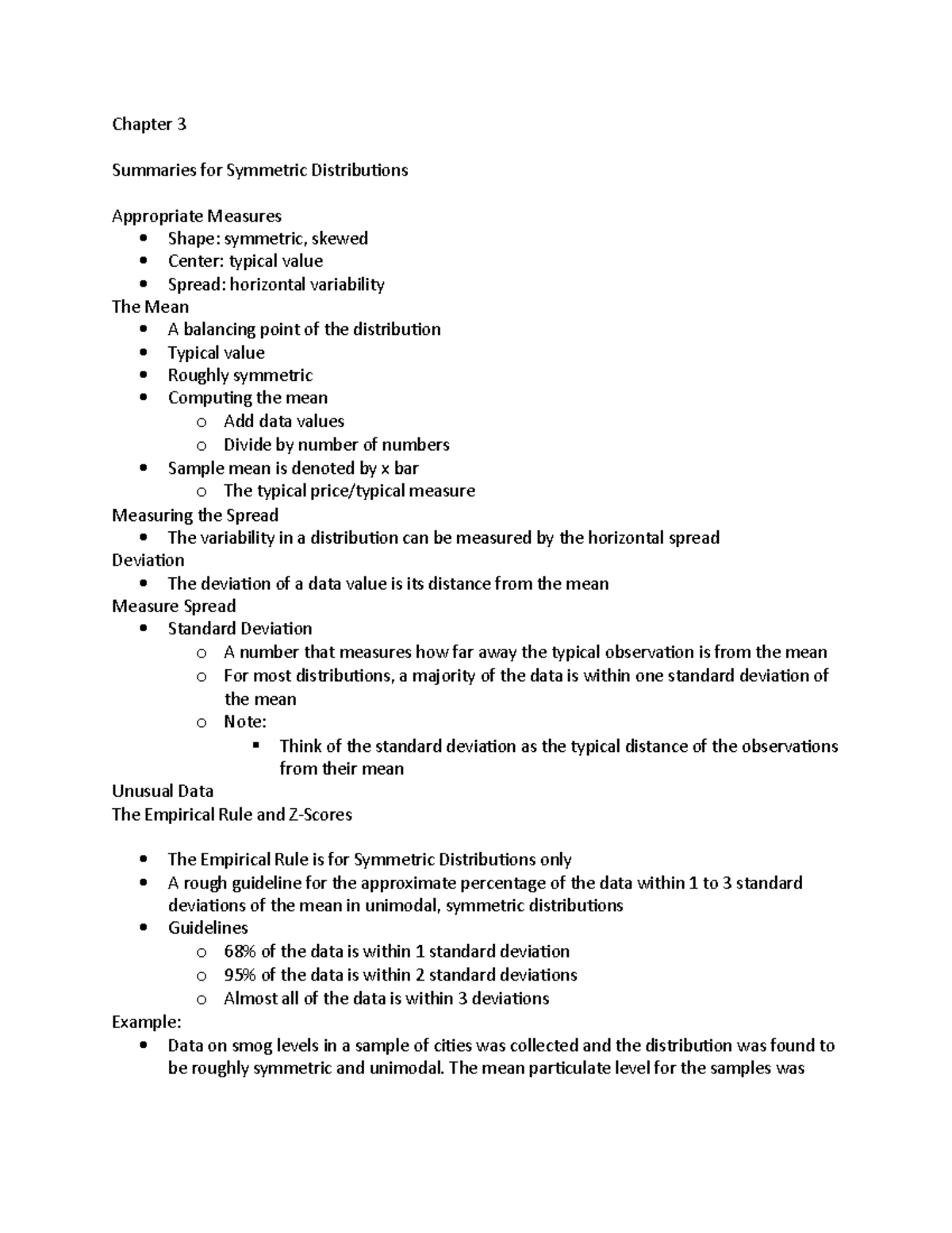 Chapter Three Lecture Notes -Reed - Chapter 3 Summaries for Symmetric ...