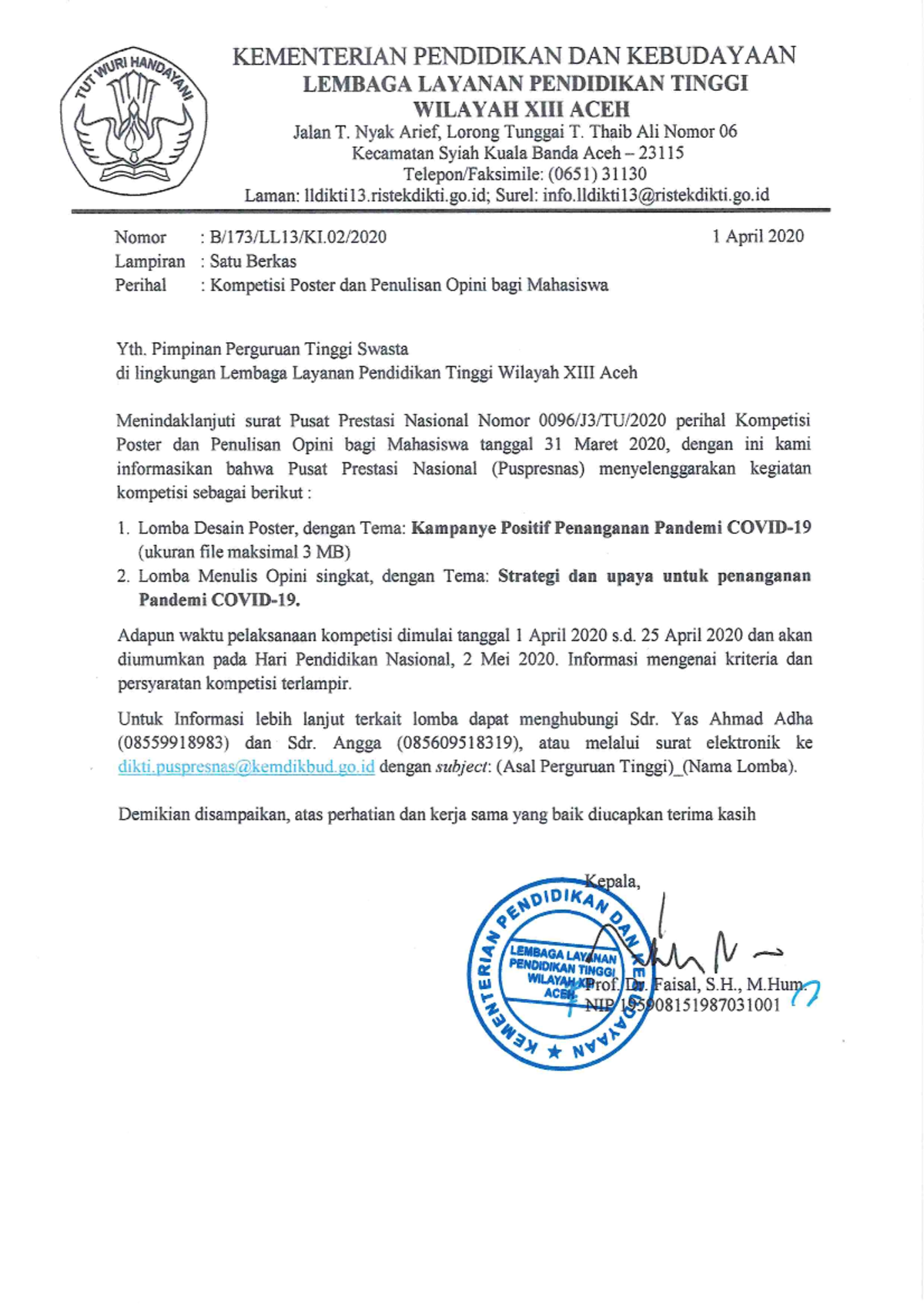 Kompetisi Poster dan Penulisan Opini bagi Mahasiswa - KEMENTERIAN ...