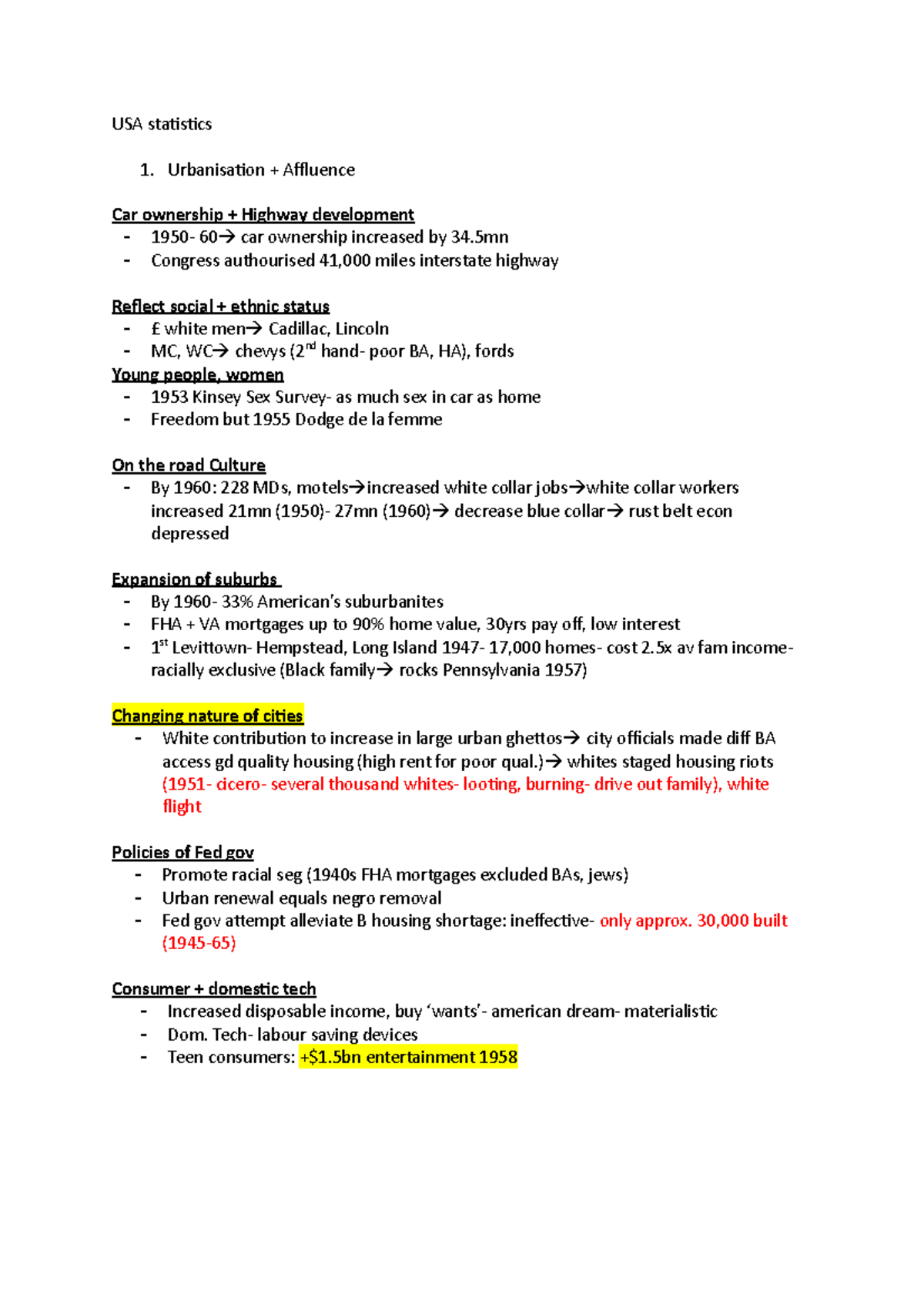 USA stats - USA statistics Urbanisation + Affluence Car ownership ...