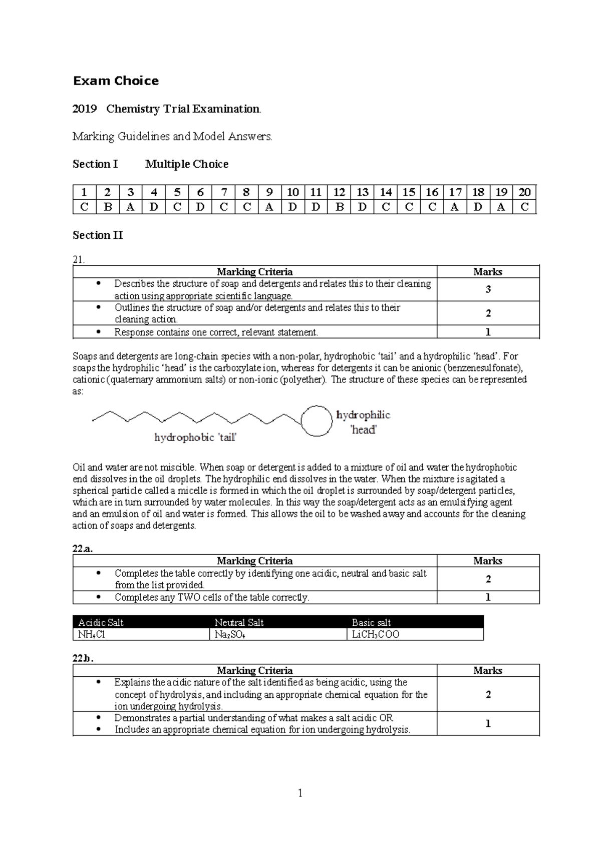 Exam Choice marking guidelines - Exam Choice 2019 Chemistry Trial ...