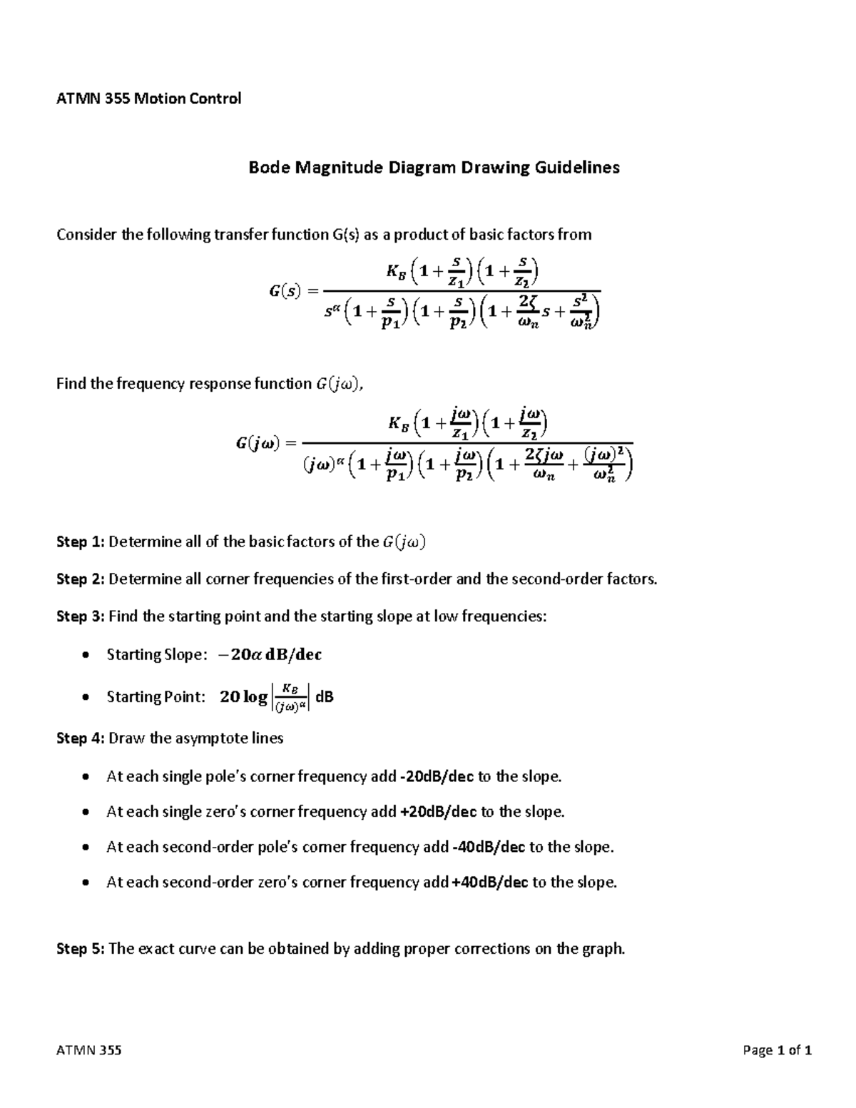 Bode Plot Handout - worksheets need for exams - ATMN 355 Page 1 of 1 ...