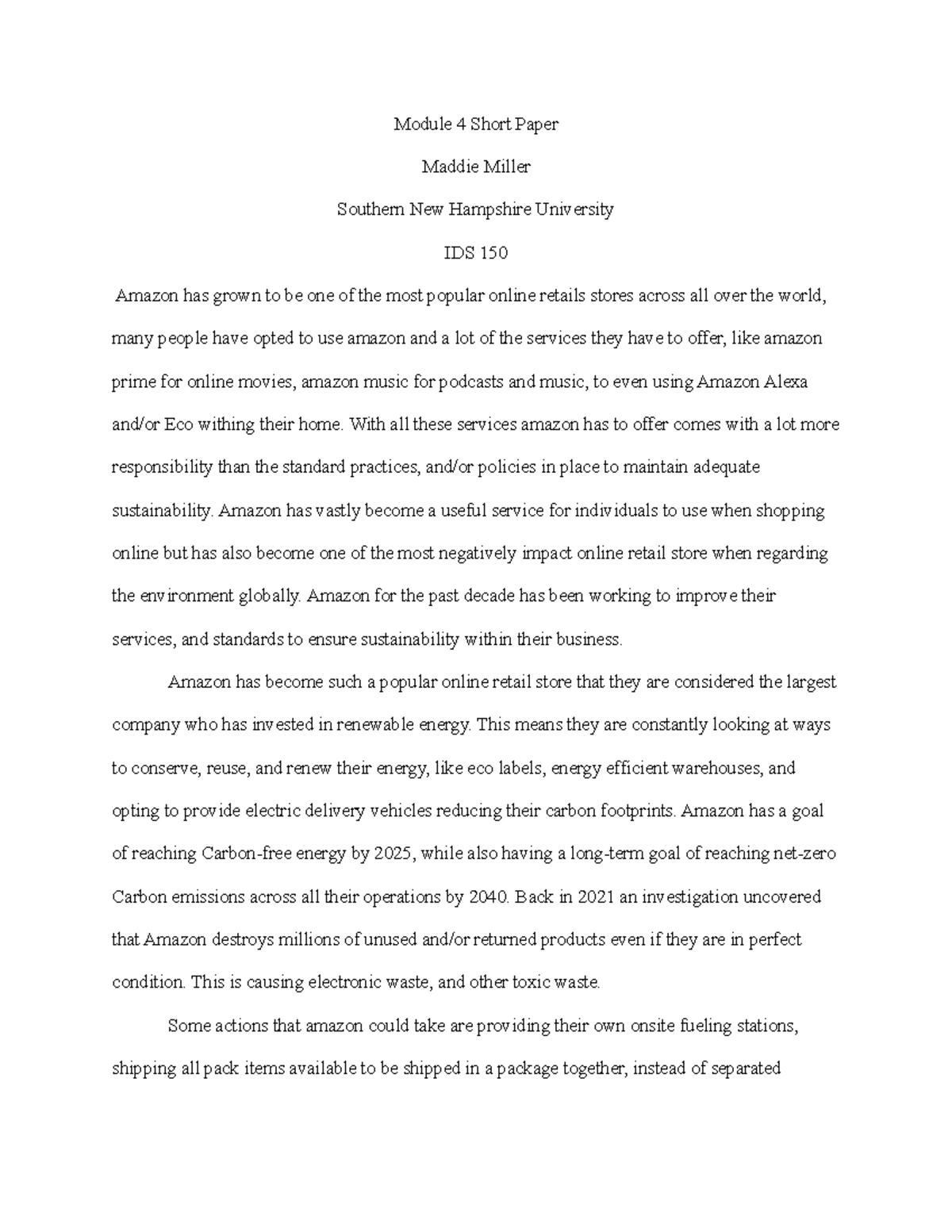 Module 4 Short Paper - Module 4 Short Paper Maddie Miller Southern New ...