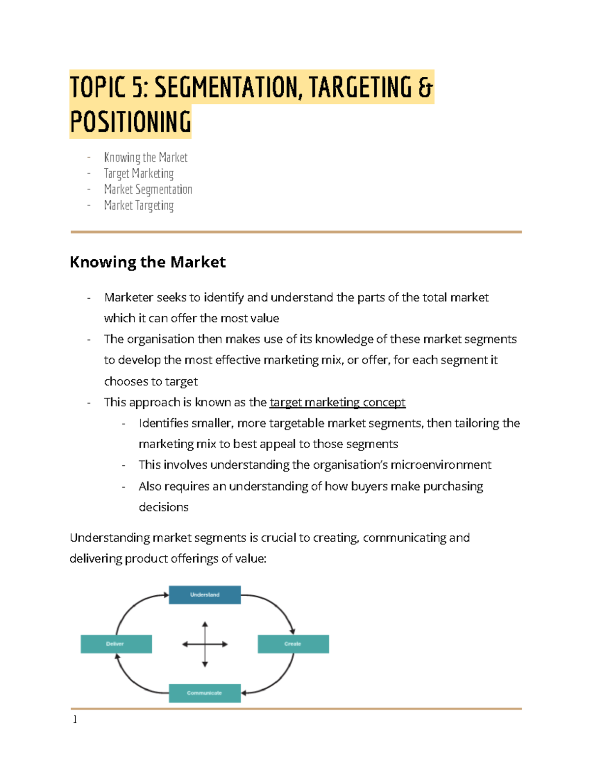 Topic 5 Segmentation, Targeting & Positioning - TOPIC 5: SEGMENTATION, TARGETING & POSITIONING ...