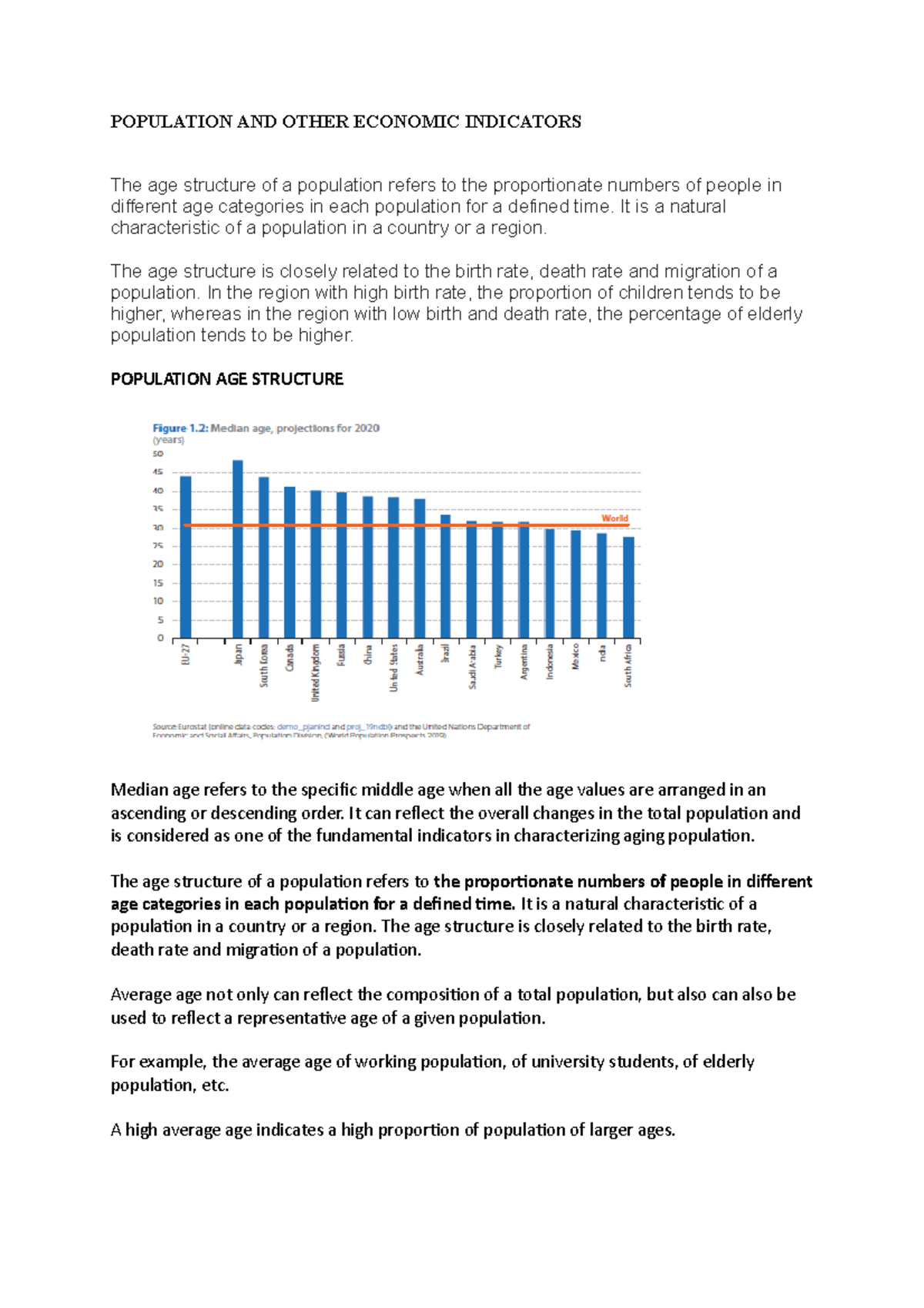 Population AND Other Economic Indicators - POPULATION AND OTHER ...