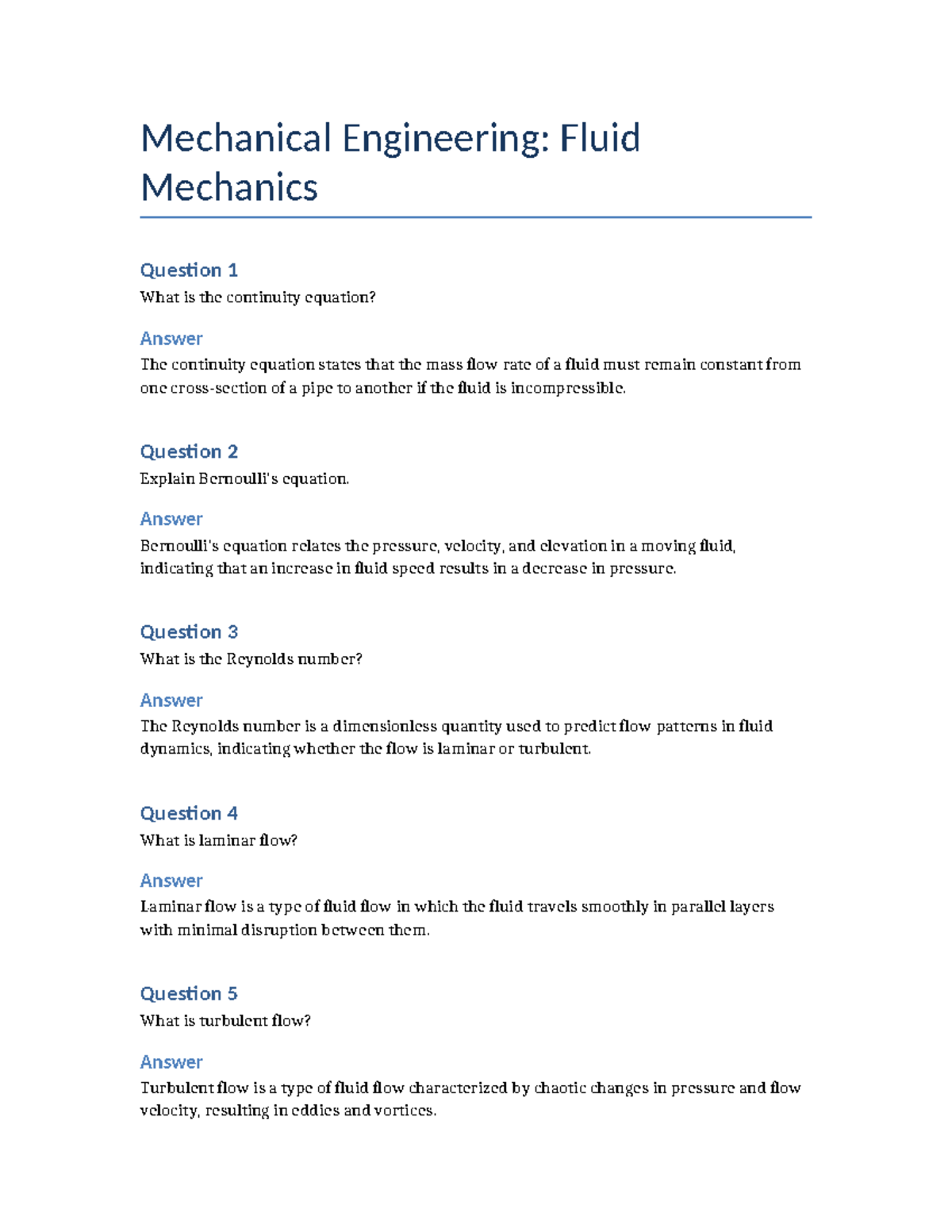 Mechanical Engineering - Fluid Mechanics - Mechanical Engineering ...