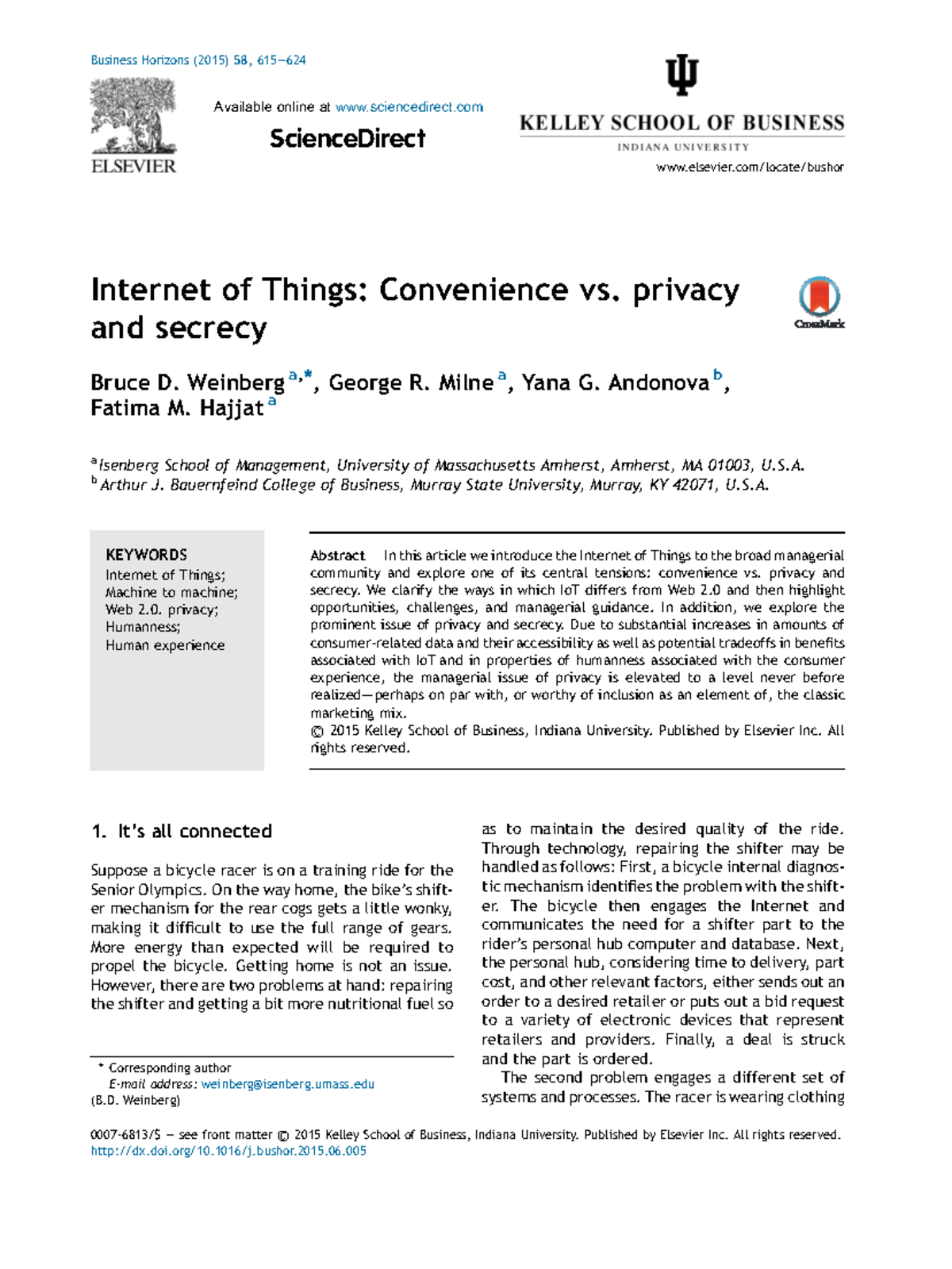 Internet of Things Convenience vs. privacy and secrecy - 1-s2 ...